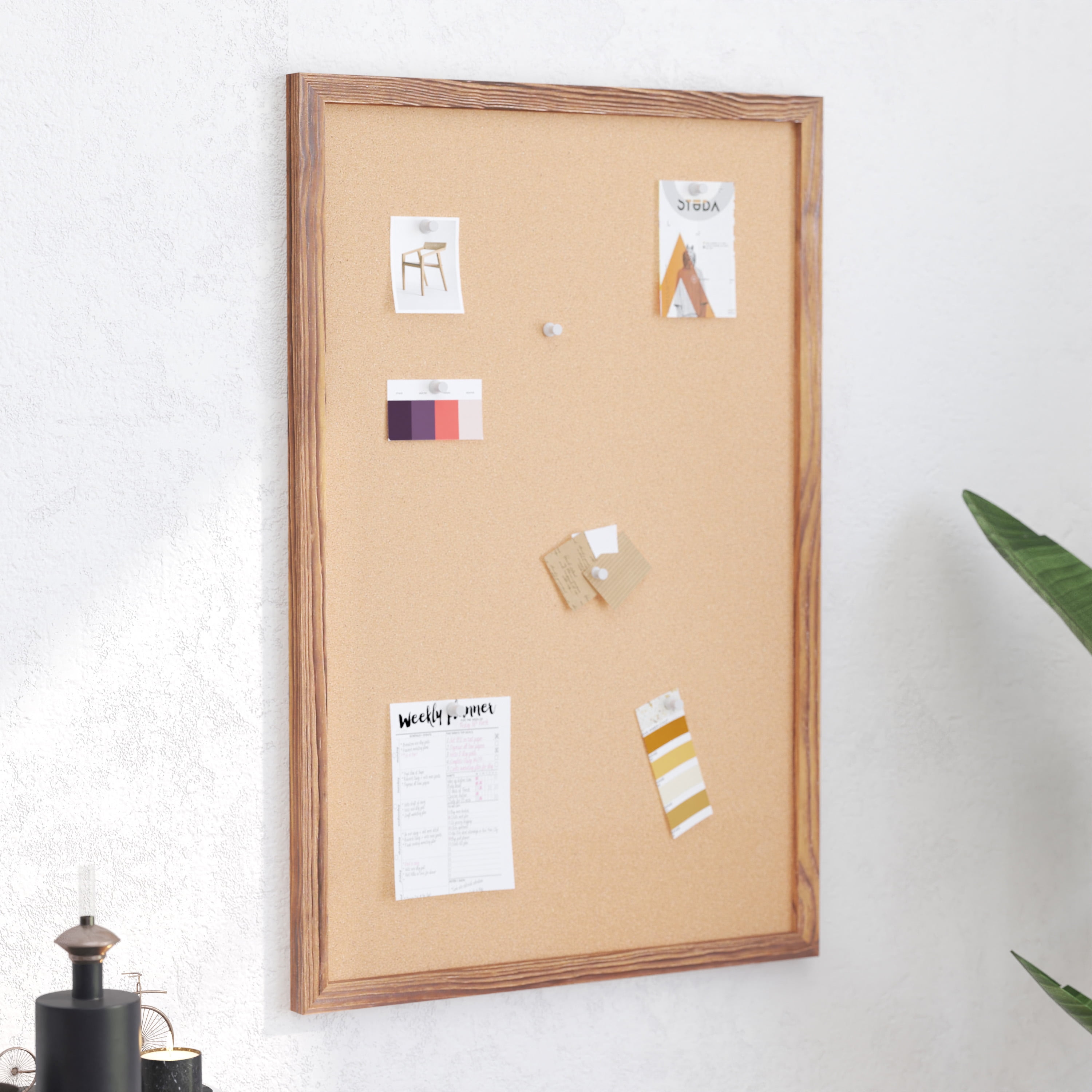 Merrick Lane 24x36 Cork Display Board with Wooden Frame and Push Pins ...
