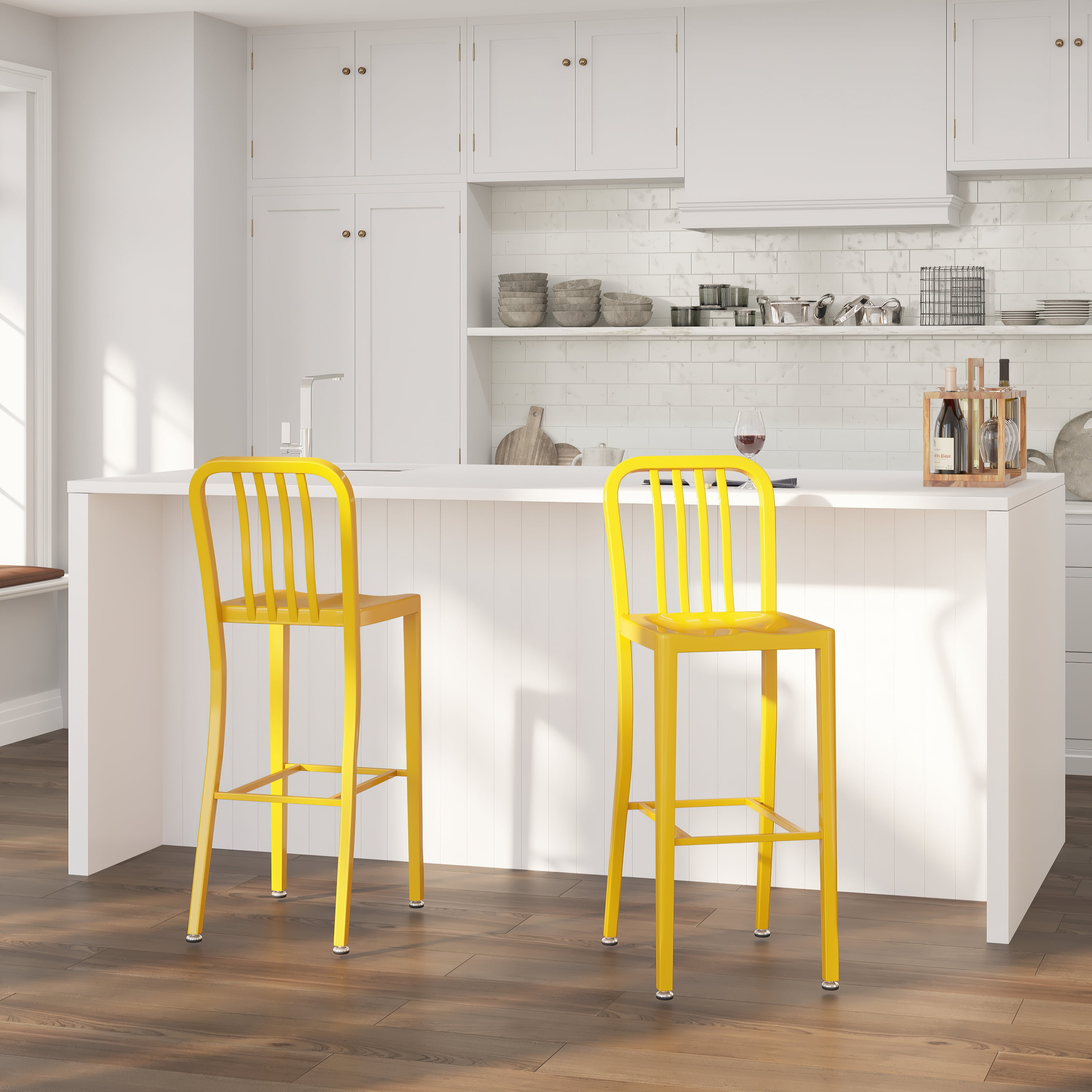 Merrick Lane 30 Inch Yellow Galvanized Steel Indoor/Outdoor Counter Bar ...