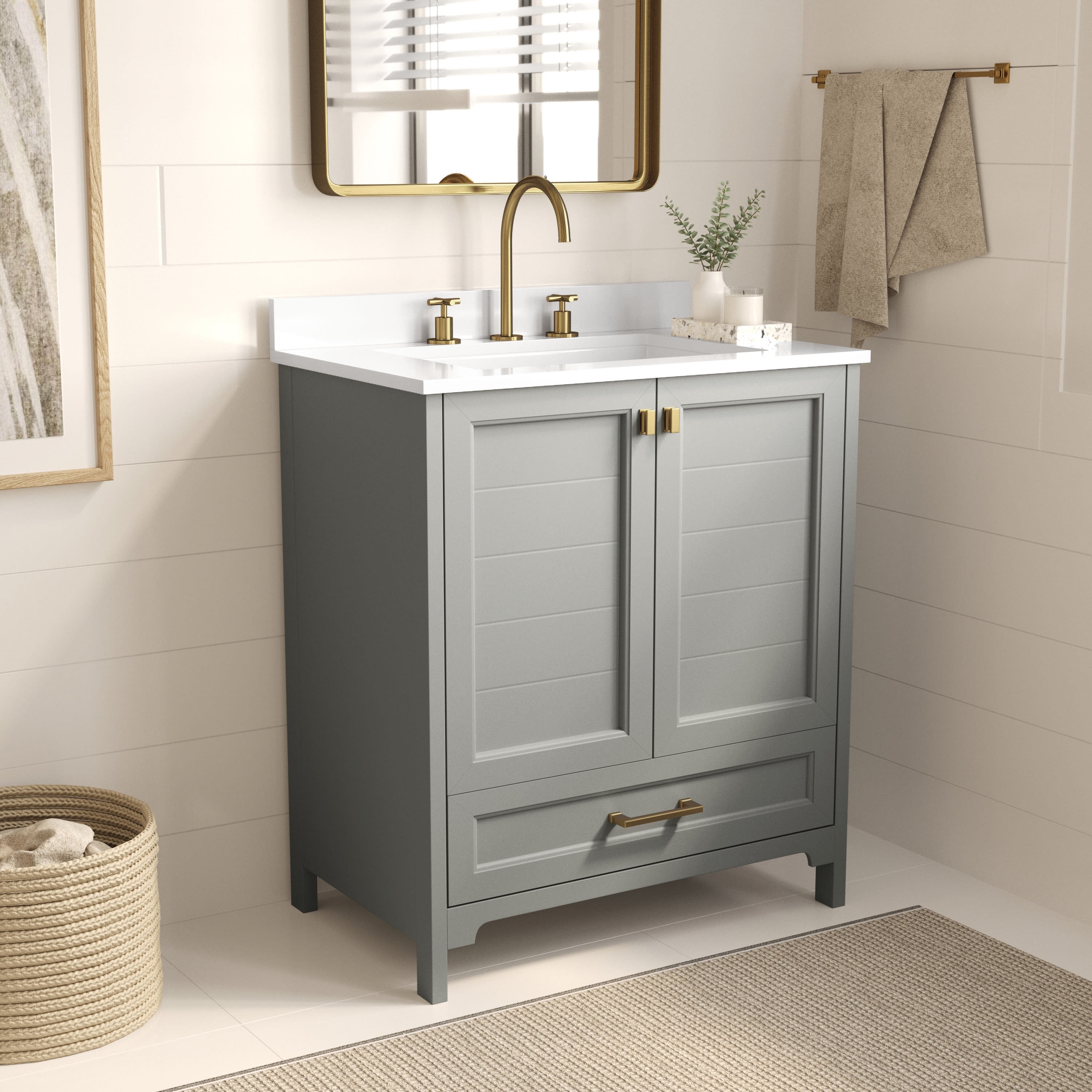 Merrick Lane 30 in. Single Sink Bathroom Vanity with Undermount Basin ...