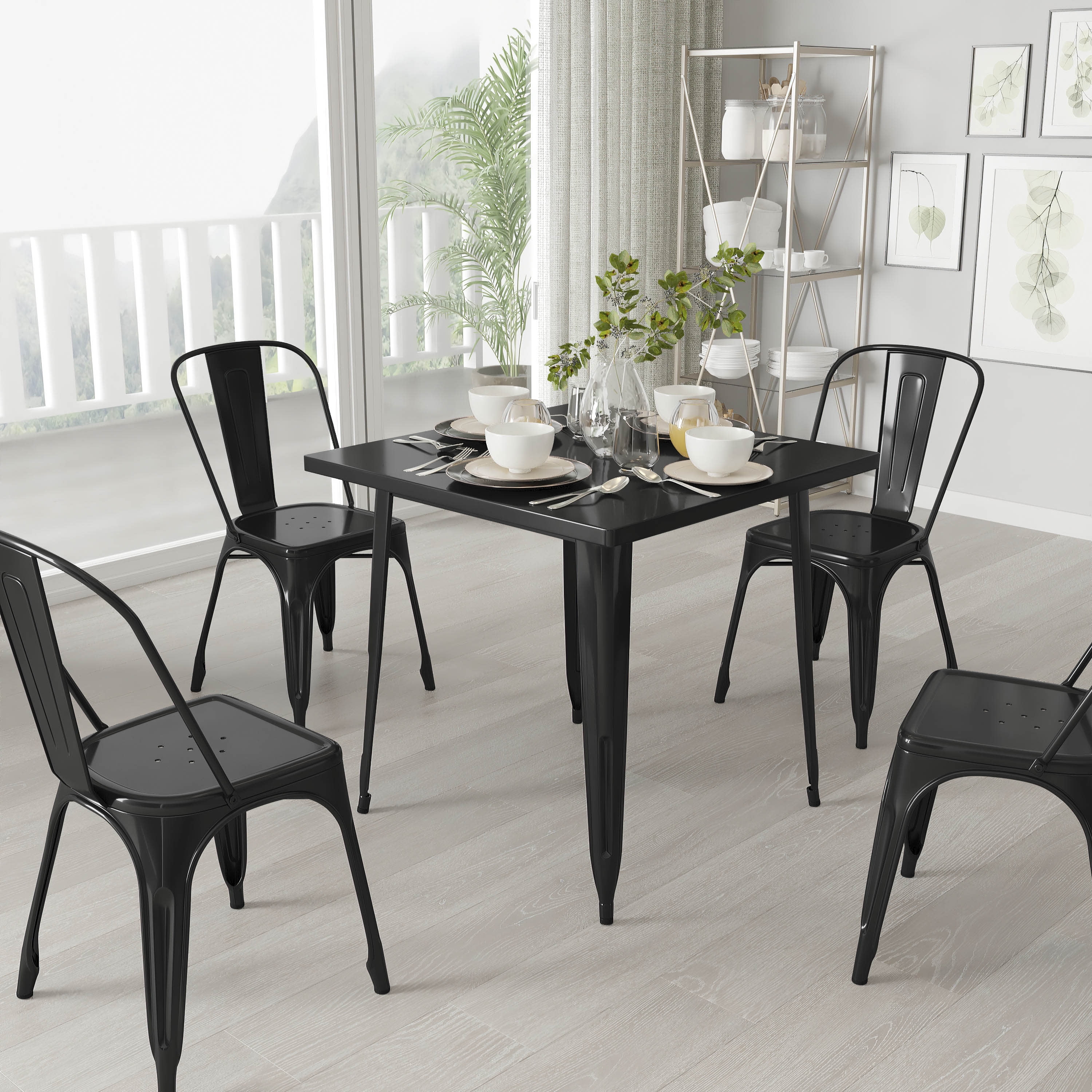 Merrick Lane 31.5" Square Metal Table for Indoor and Outdoor Use in ...