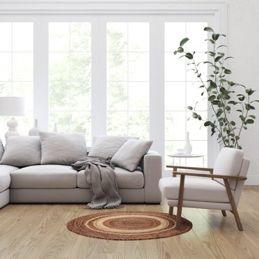 KLAVATE Natural Jute Hand Braided Scalloped Area Rug - Walmart.com