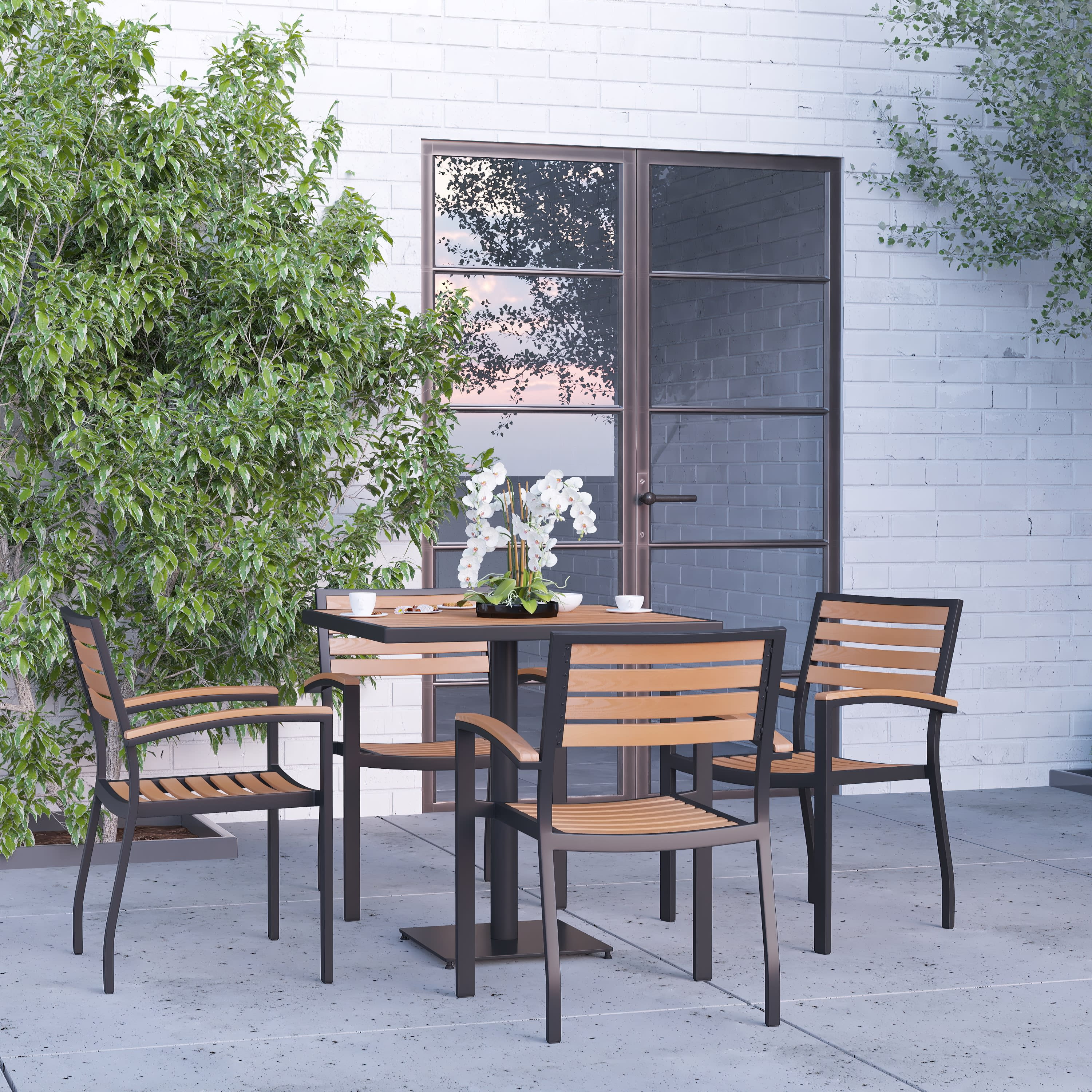 Merrick Lane 5 Piece Modern Aluminum Weather Resistance Dining ...