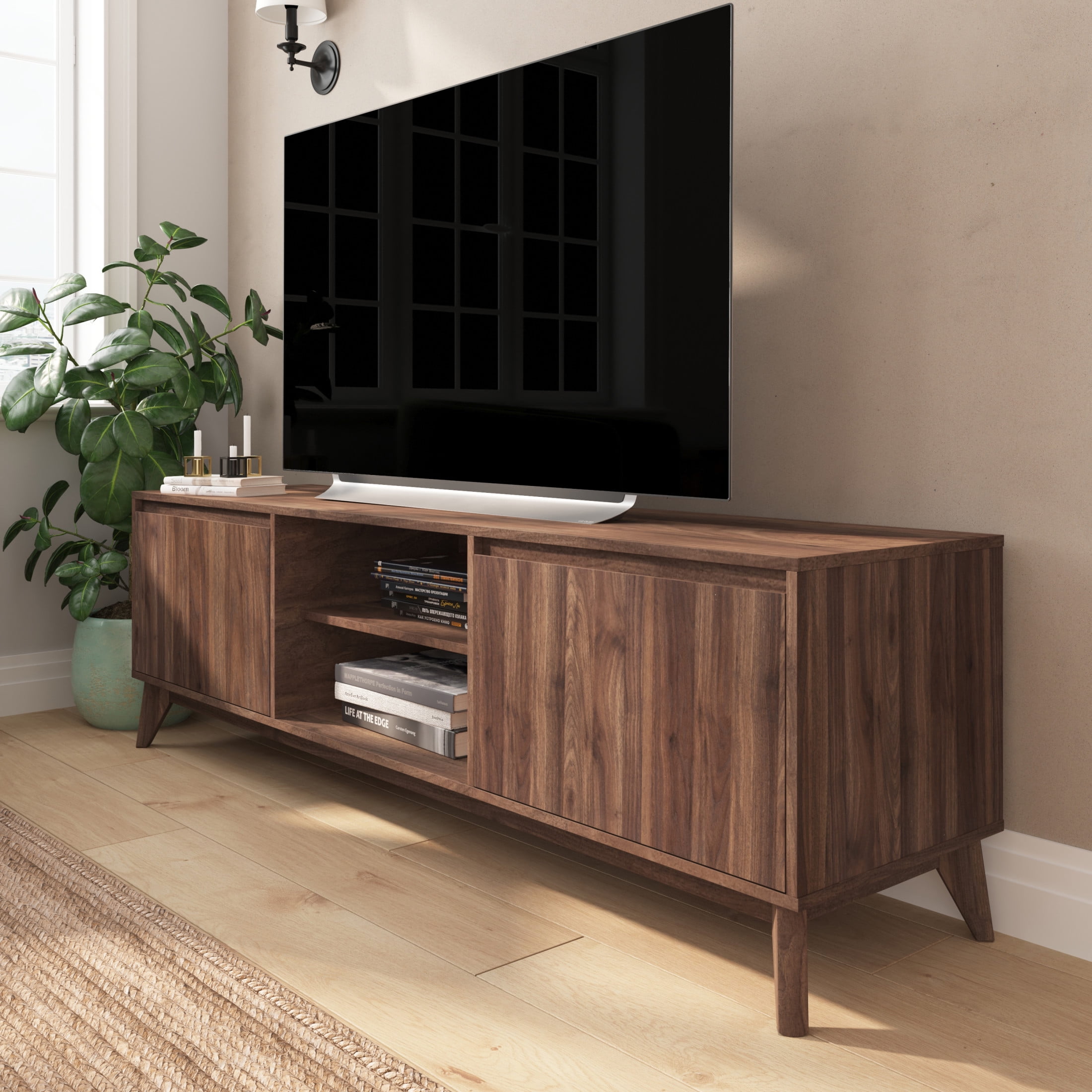 Merrick Lane 70" Mid-Century Modern TV Stand Made with Durable ...