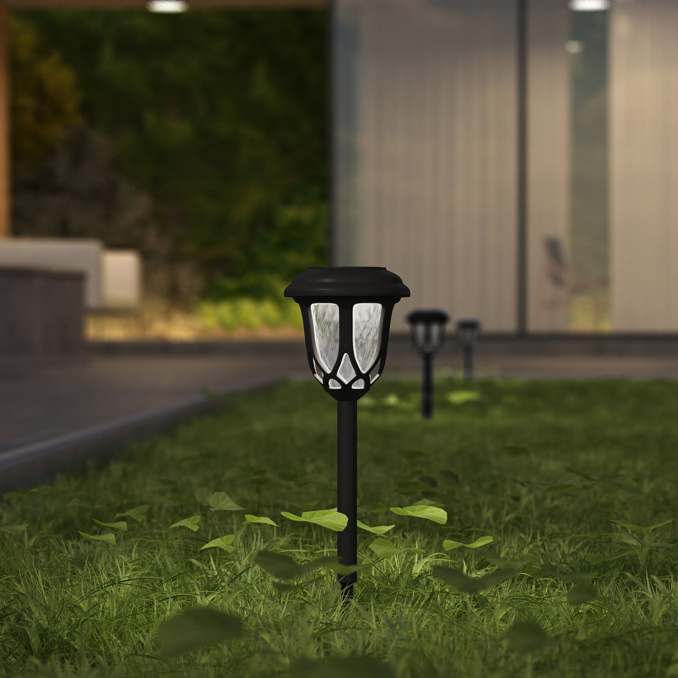 Merrick Lane All-Weather Black Tulip Design LED Solar Lights, Outdoor ...