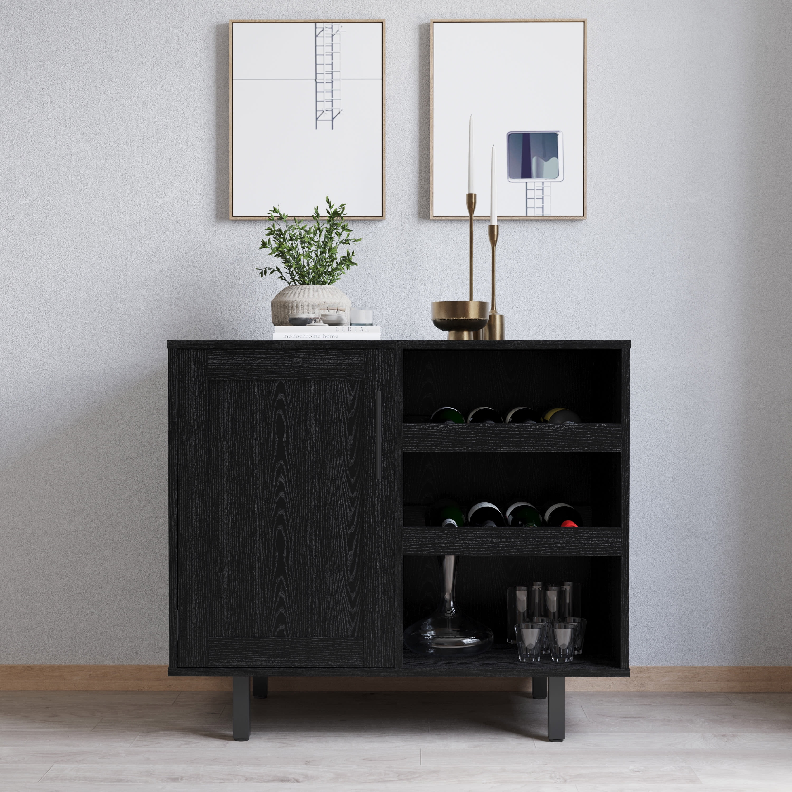 Merrick Lane Bar and Sideboard with Storage Cabinet, Particleboard ...
