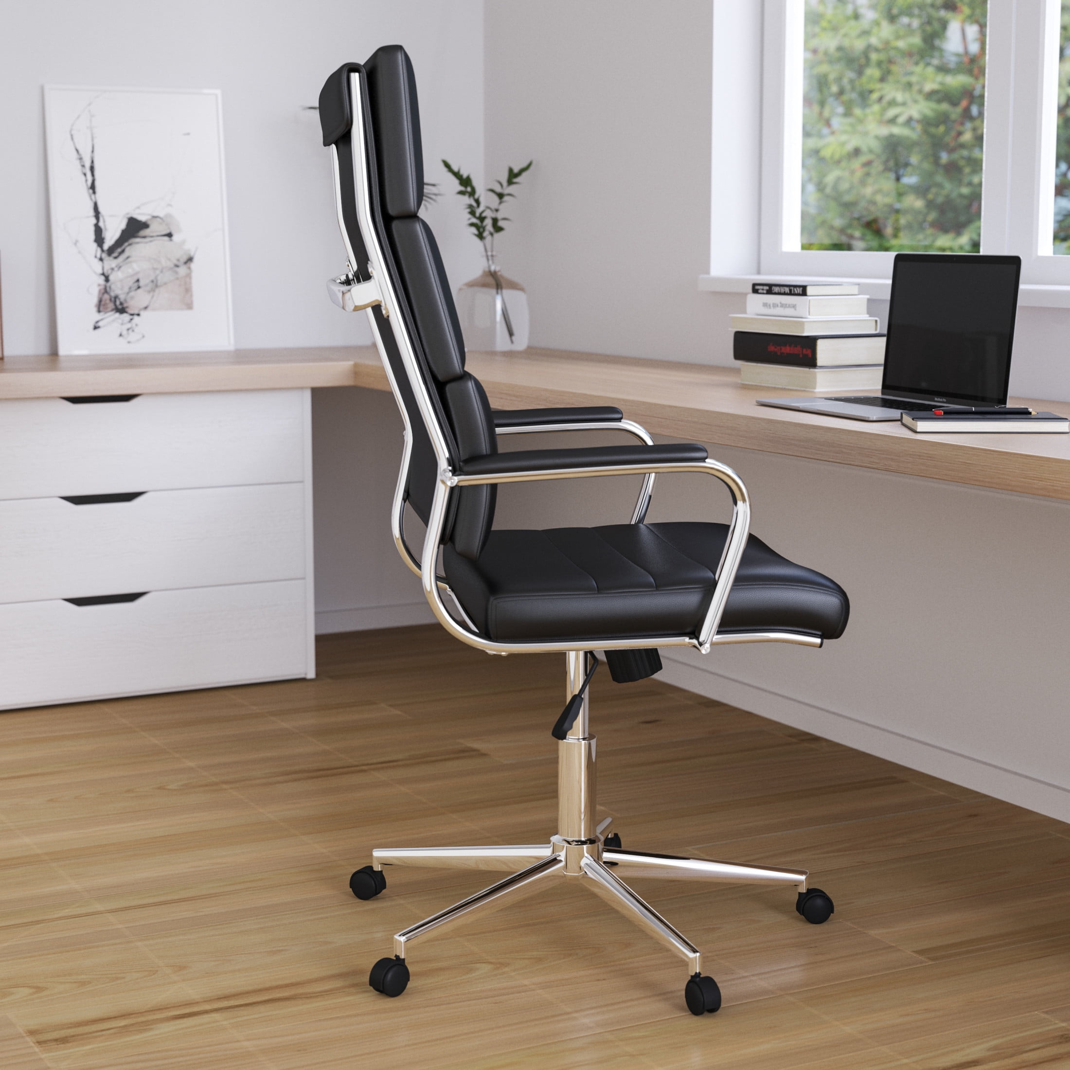 Merrick Lane Black High Panel-Back Ergonomic Office Chair with Padded ...