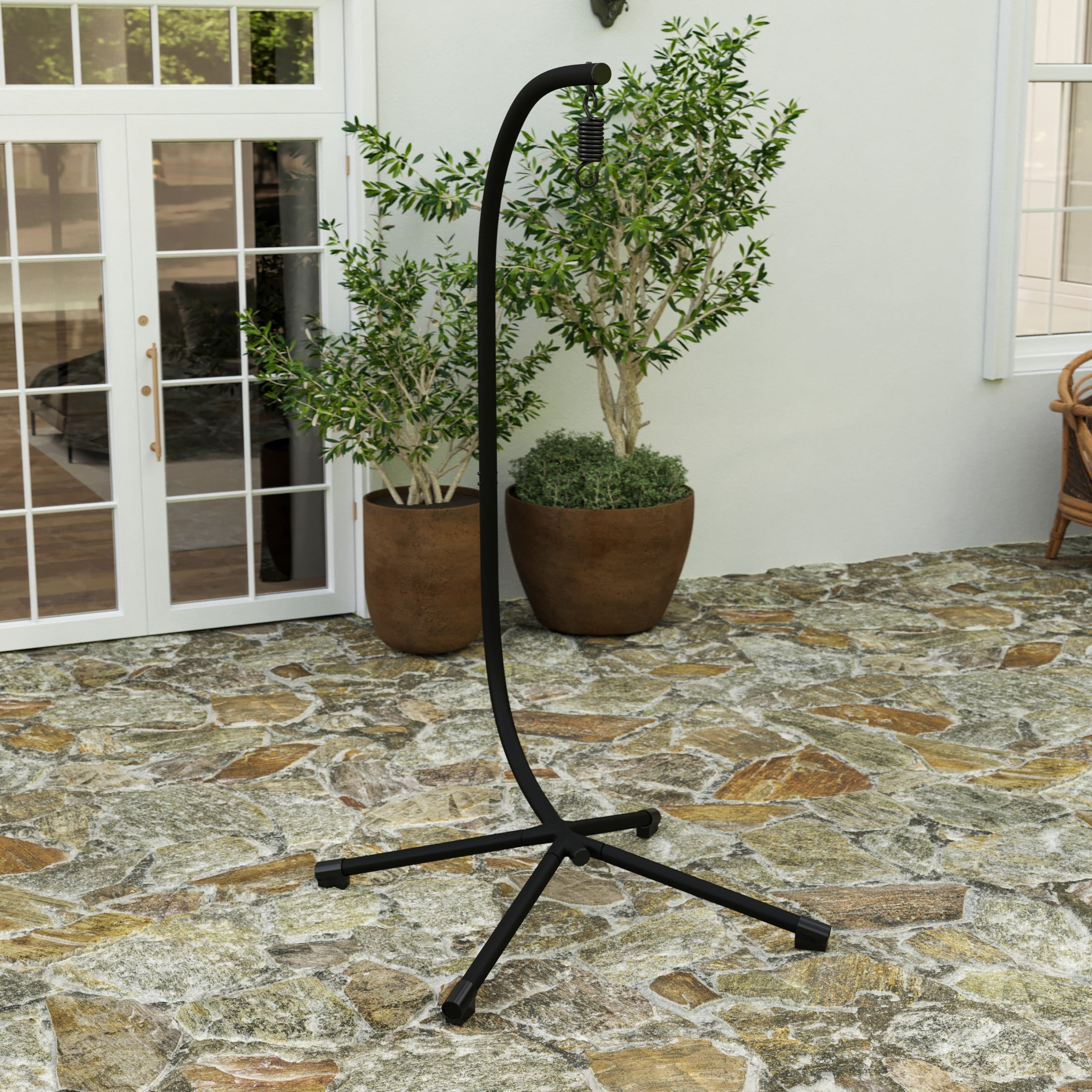 Merrick Lane Heavy Duty All-Weather Hanging Hammock Chair C-Stand with ...