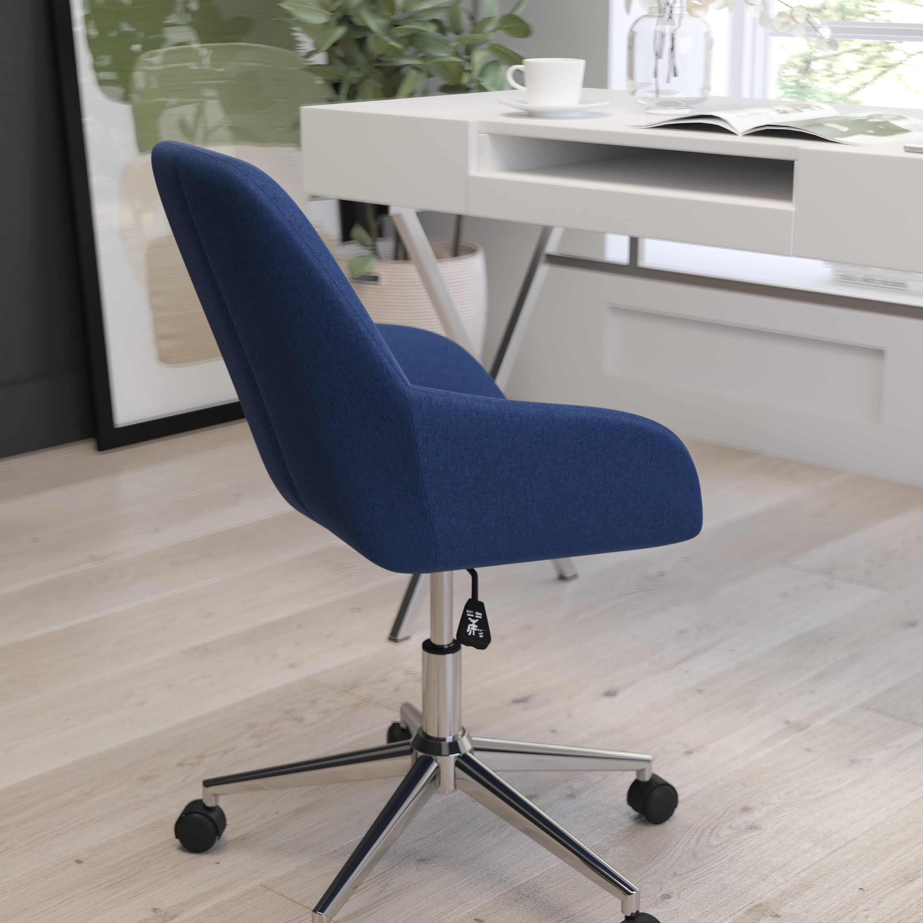 Merrick Lane Home Office Bucket Style Chair with Blue Upholstery and ...