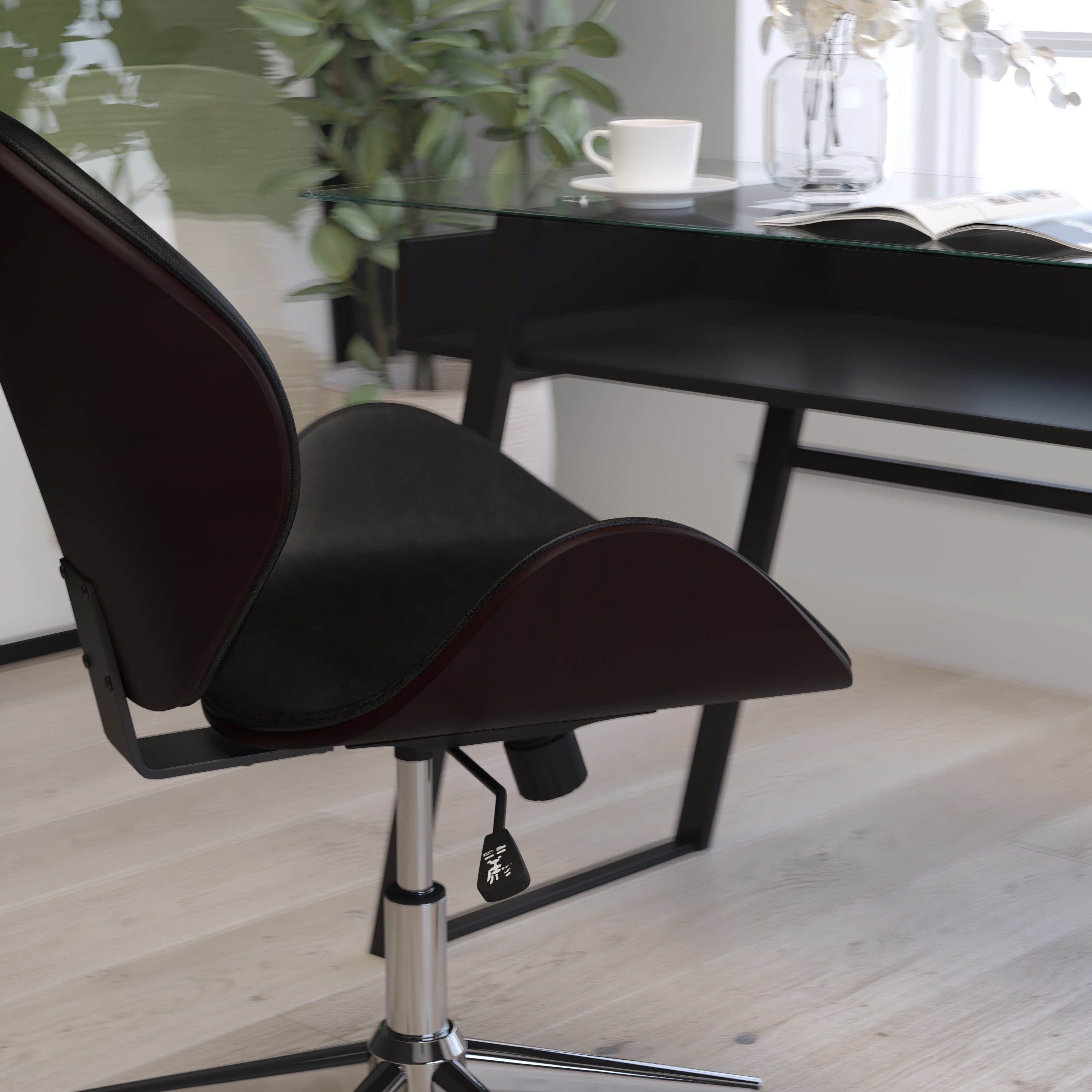 Merrick Lane Indoor Faux Leather Mid-Back Swivel Office Desk Chair With ...