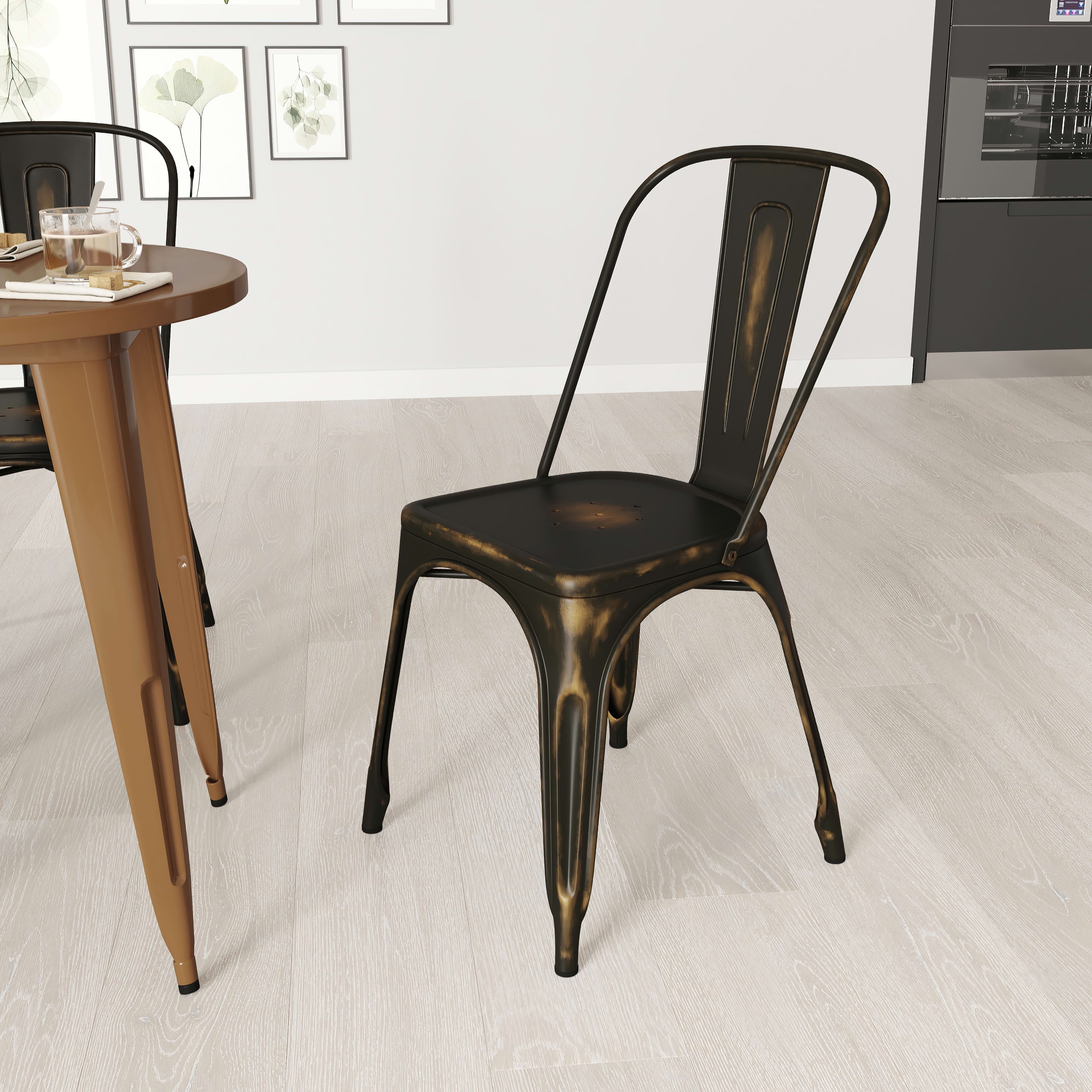 Merrick Lane Indoor/Outdoor Copper Stacking Metal Dining Chair with ...