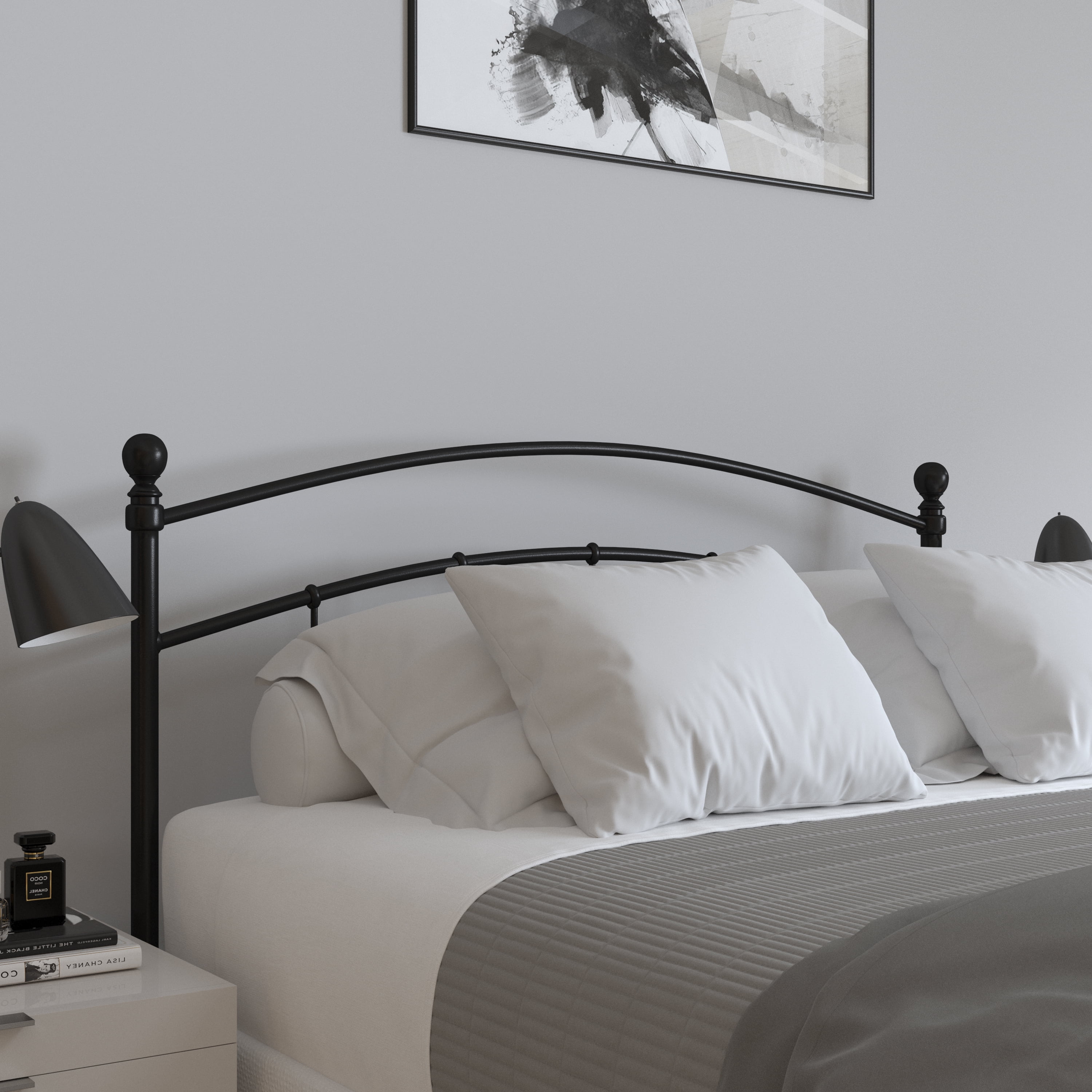 Merrick Lane Full Size Metal Headboard, Contemporary Arched Design with ...