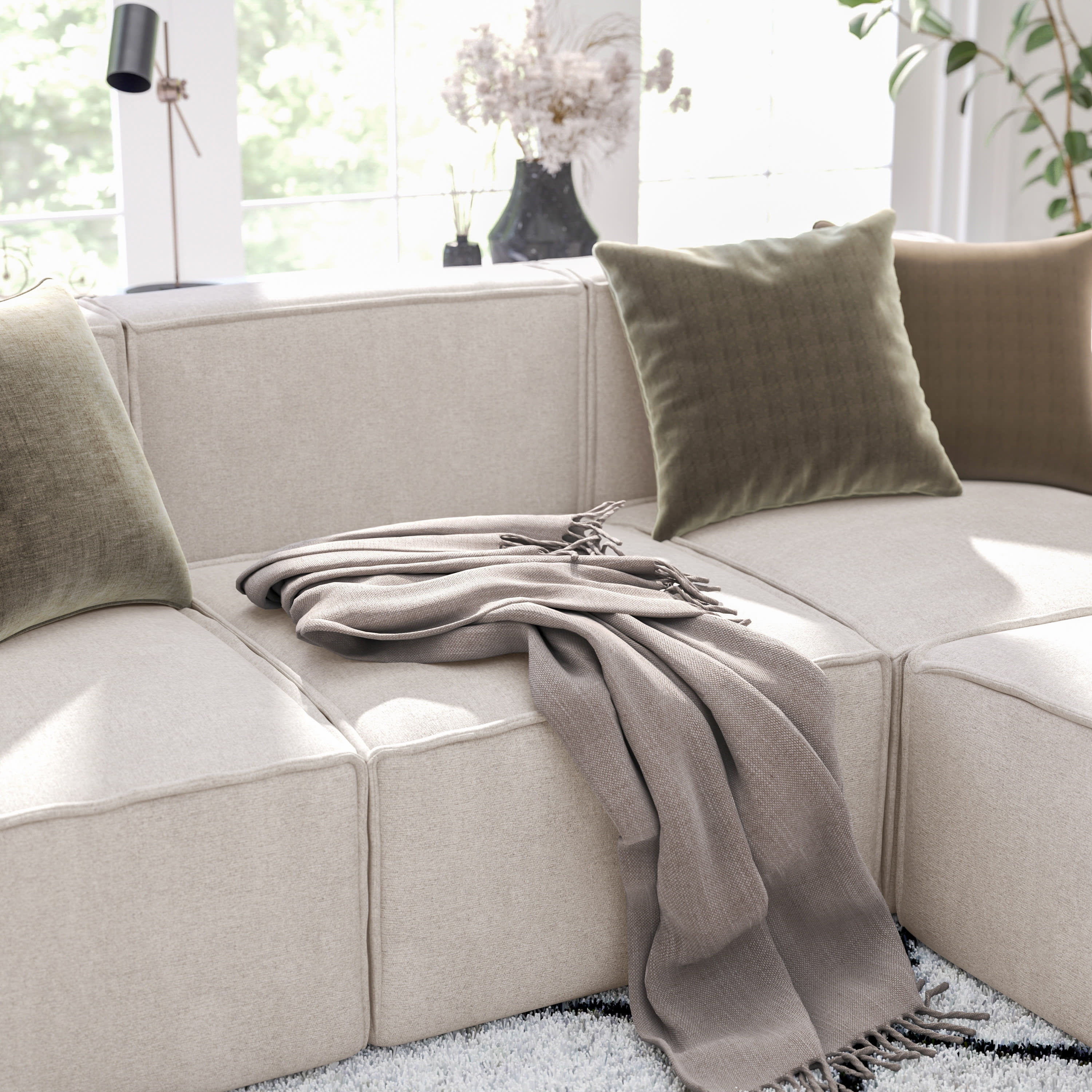 Merrick Lane Modern Engineered Wood Fabric Foam Solid Print Accent ...