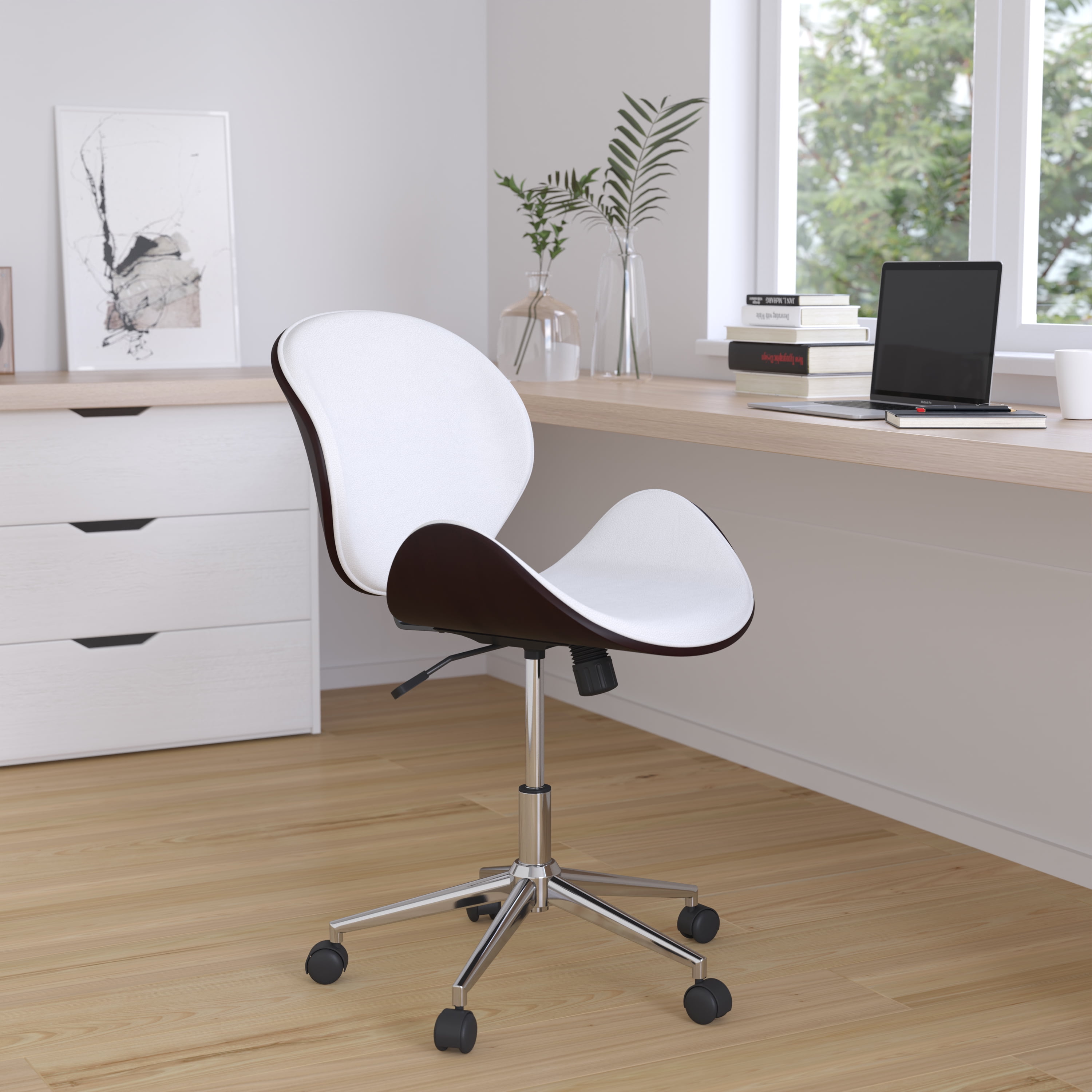 Merrick Lane Mid Back Swivel and Ergonomic Office Desk Chair, Brown ...