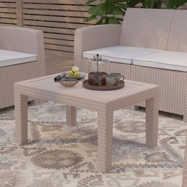 Flash Furniture Light Gray Faux Rattan Coffee Table - Walmart.com