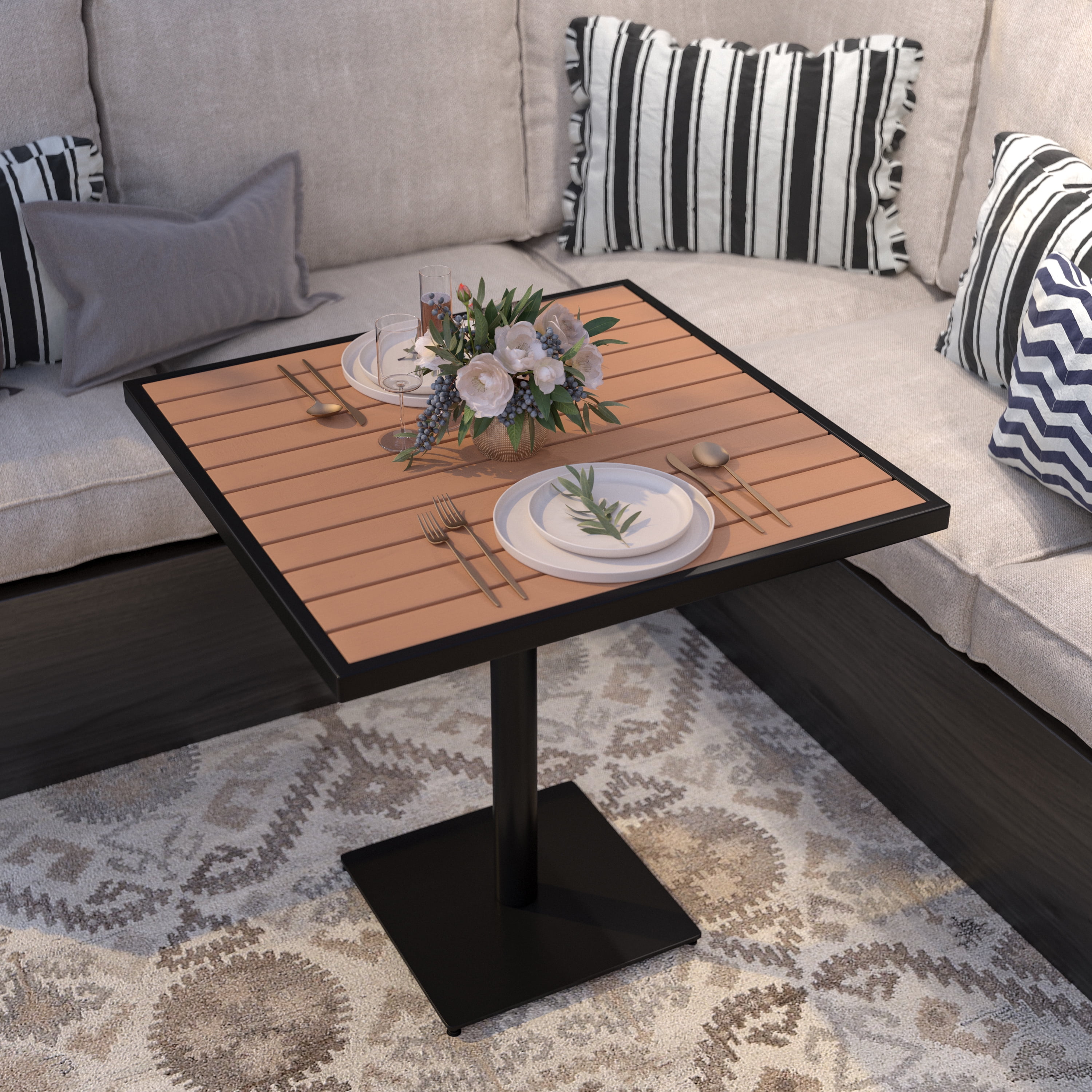 Merrick Lane Outdoor Patio Table All-Weather 30" Square Dining Table ...