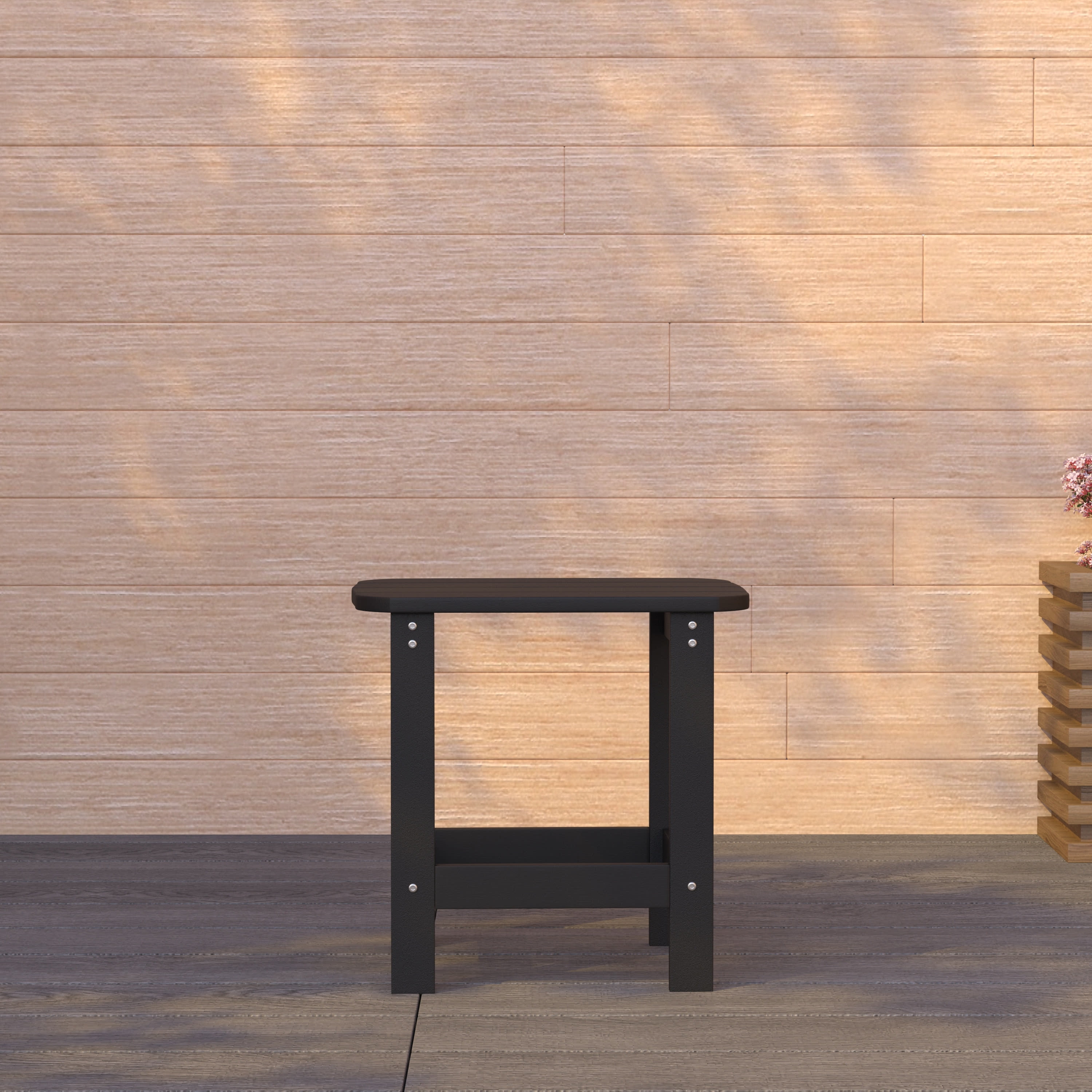 Merrick Lane Outdoor Small Patio Deck Side Table, Poly Resin All ...