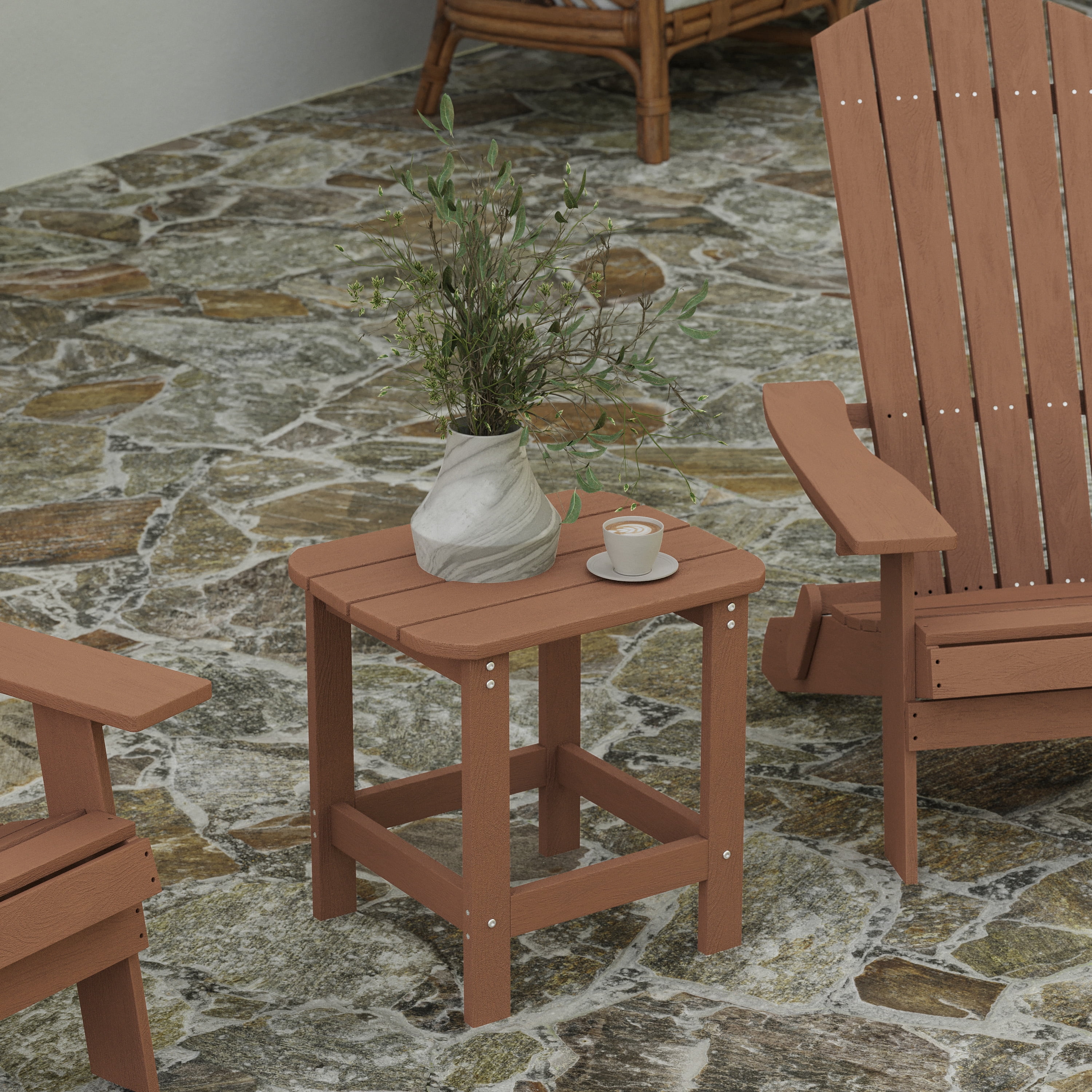Merrick Lane Poly Resin Indoor/Outdoor All-Weather Adirondack Side ...