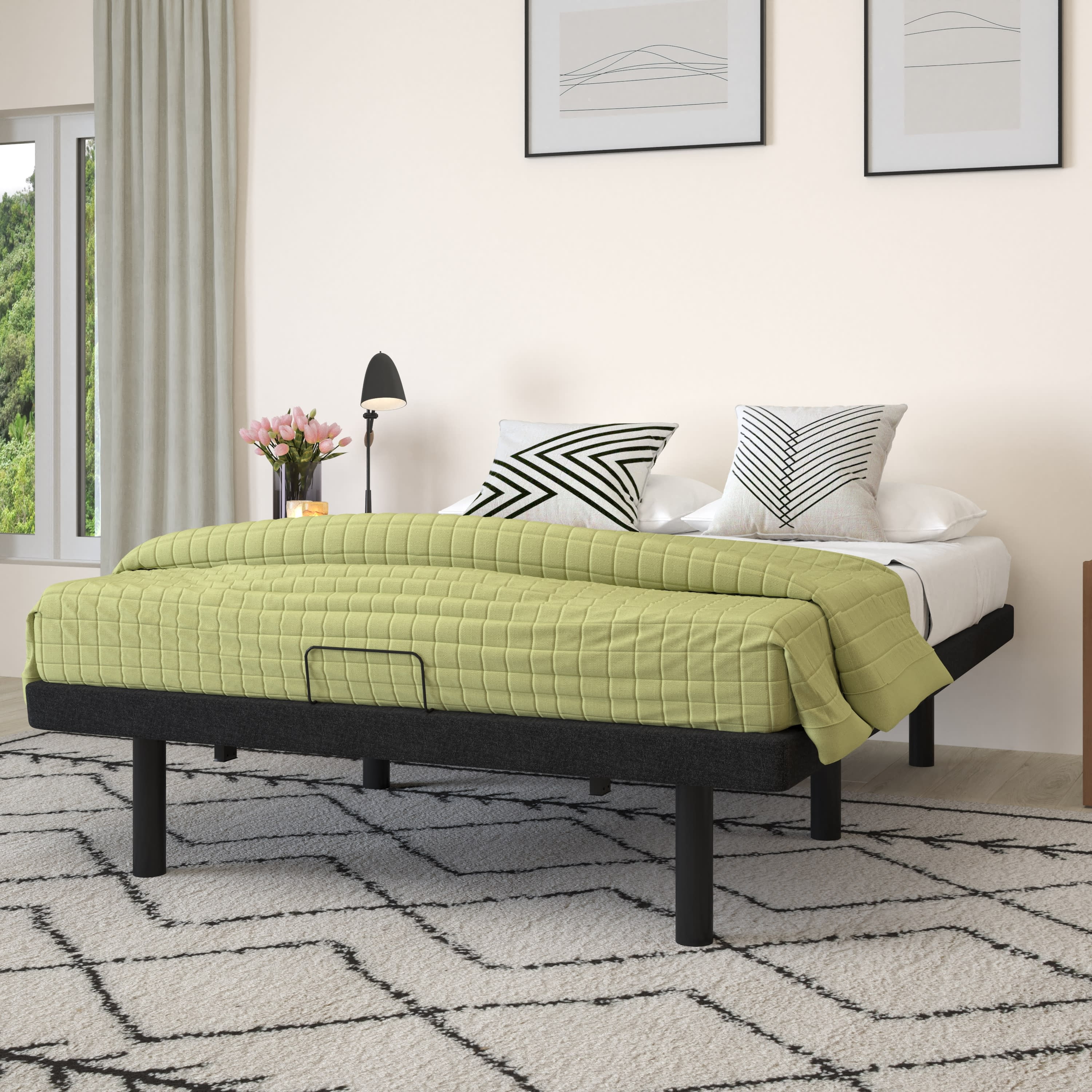 Merrick Lane Queen Adjustable Bed Frame with Wireless Remote and Dual ...