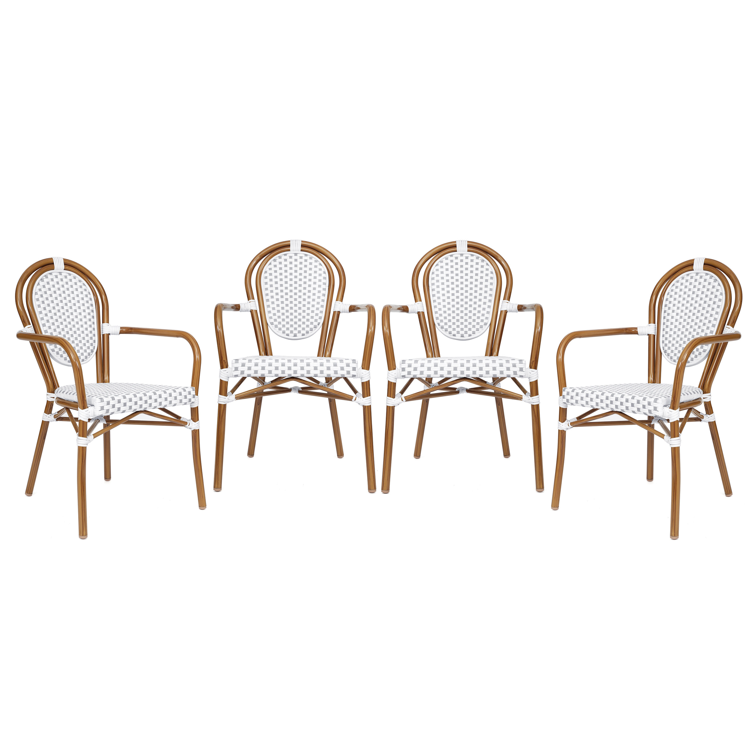 Merrick Lane Set of Four Stacking Thonet French Bistro Style Chair with ...