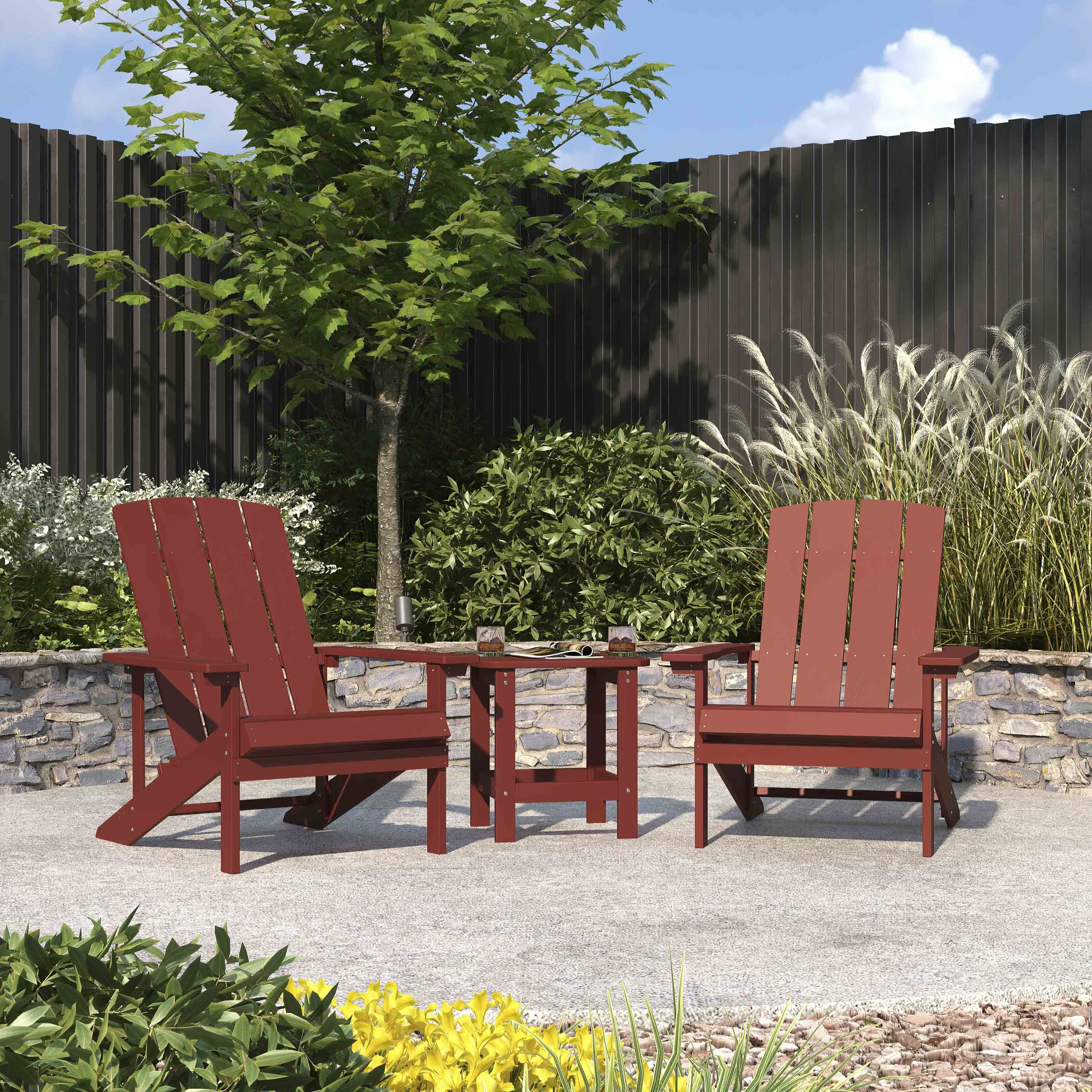 Merrick Lane Set Of 2 All-Weather Adirondack Patio Chairs with Matching ...