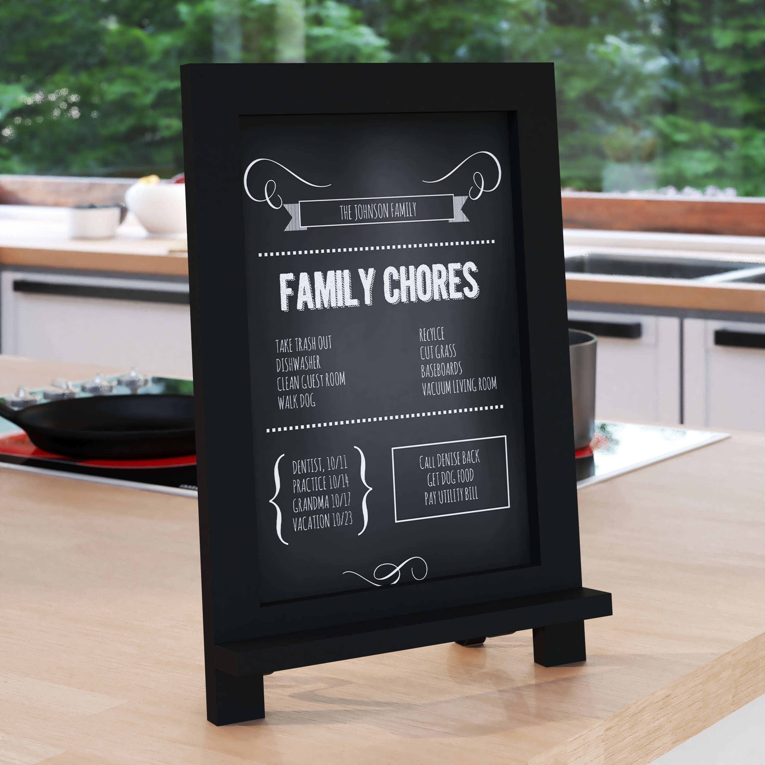 Merrick Lane Magnetic Chalkboard with Folding Metal Legs, 10 Count ...