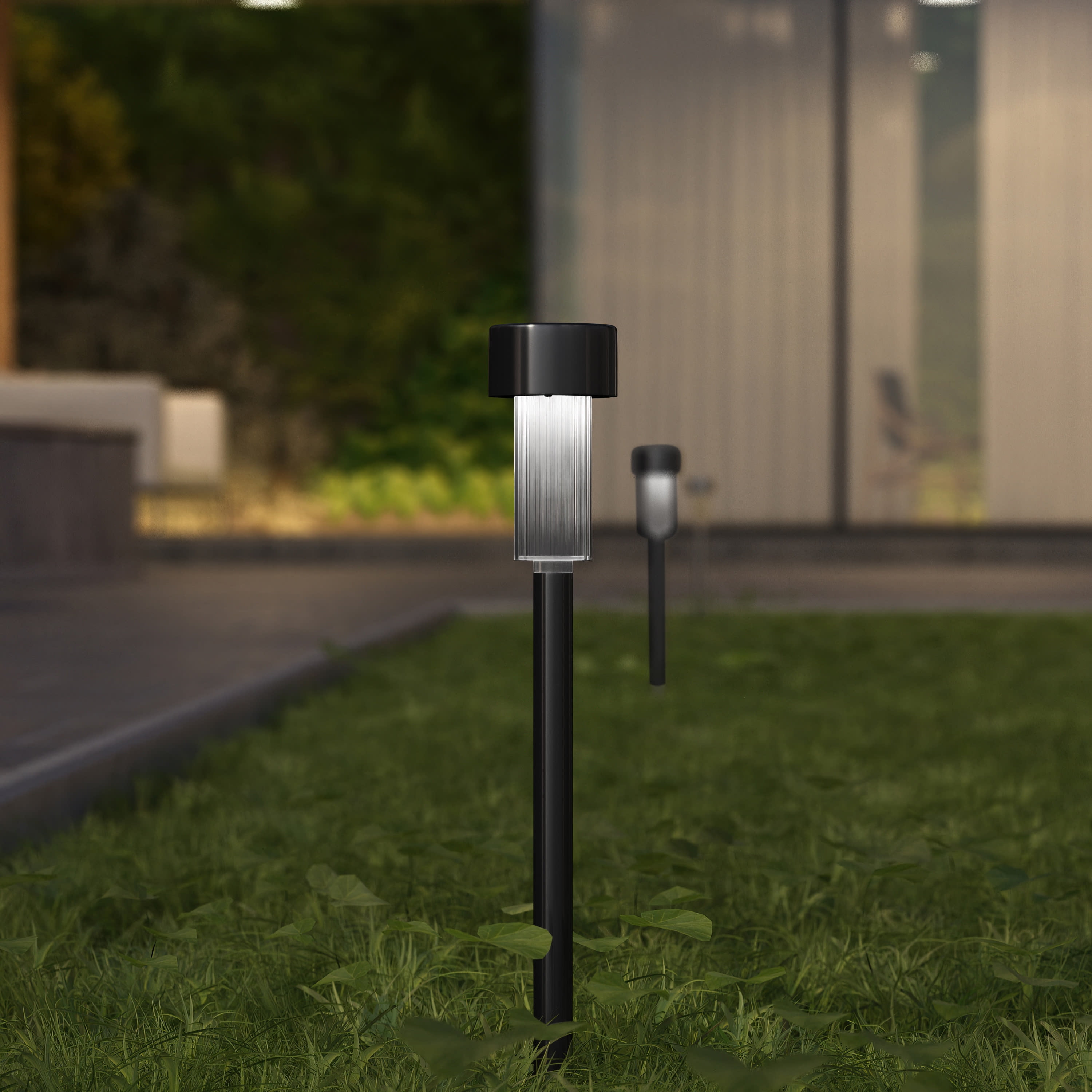 Merrick Lane Set of 12 Black LED Solar Landscape Lights, Weather ...