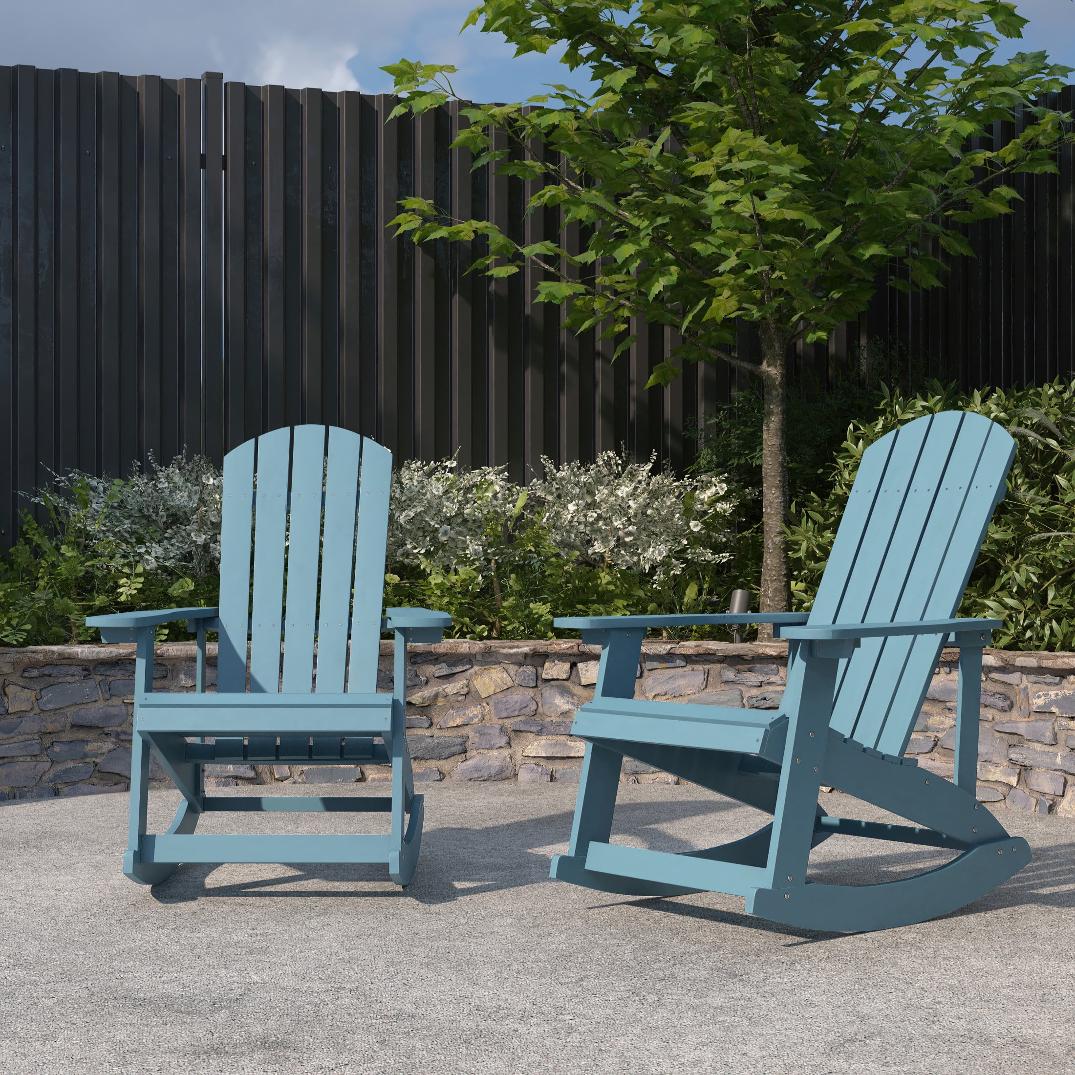 Merrick Lane Set of 2 All-Weather Polyresin Adirondack Rocking Chair ...