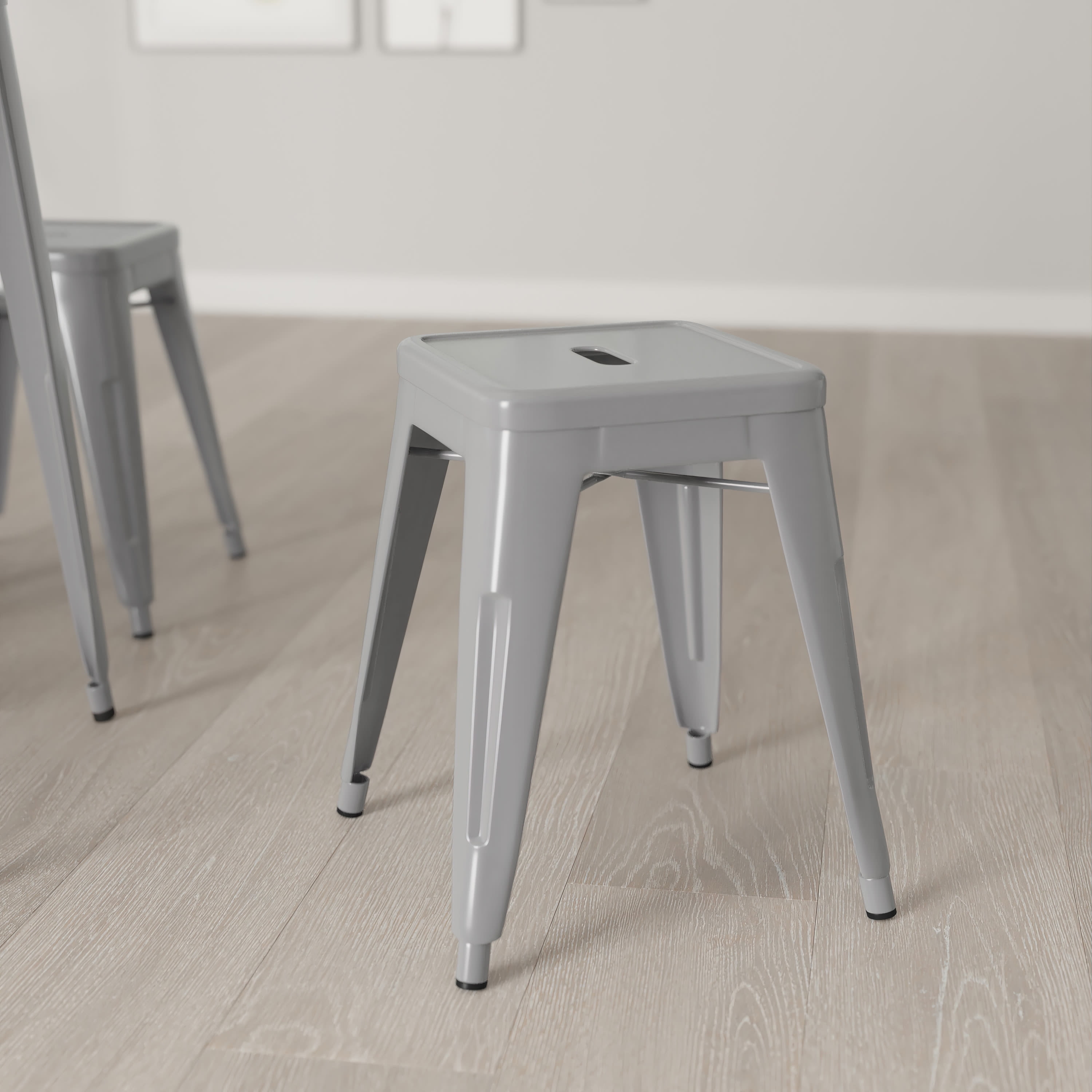 Merrick Lane Set of 4 18" High Backless Stacking Dining Stools with ...