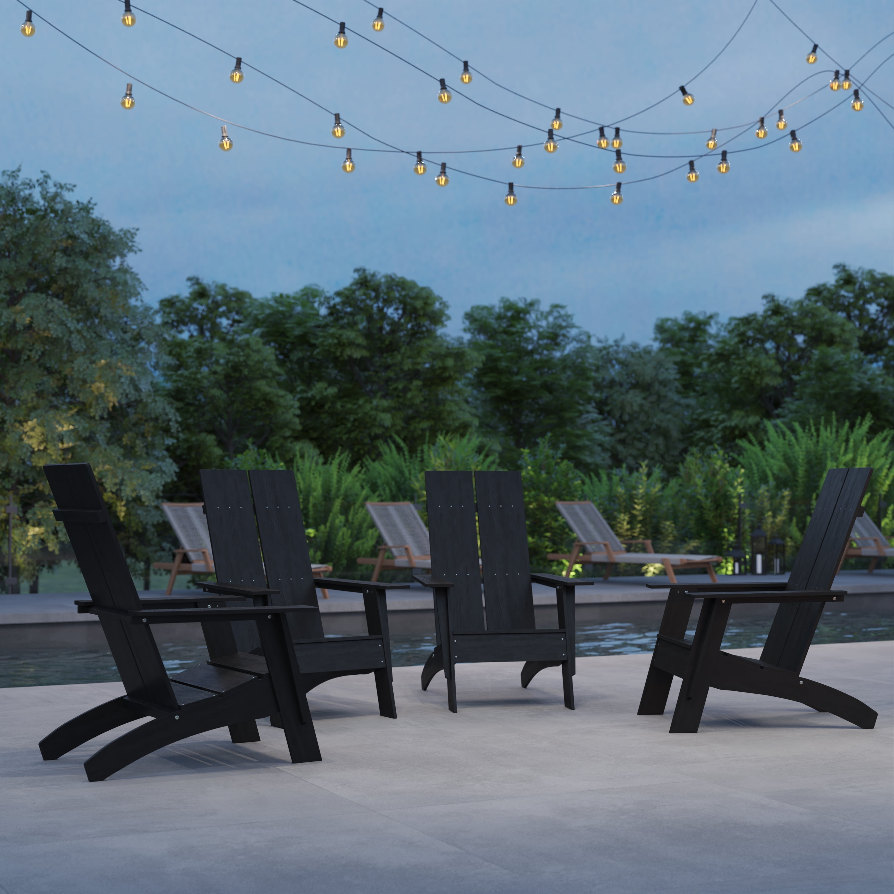 Merrick Lane Set of 4 Modern All-Weather Poly Resin Wood Adirondack ...