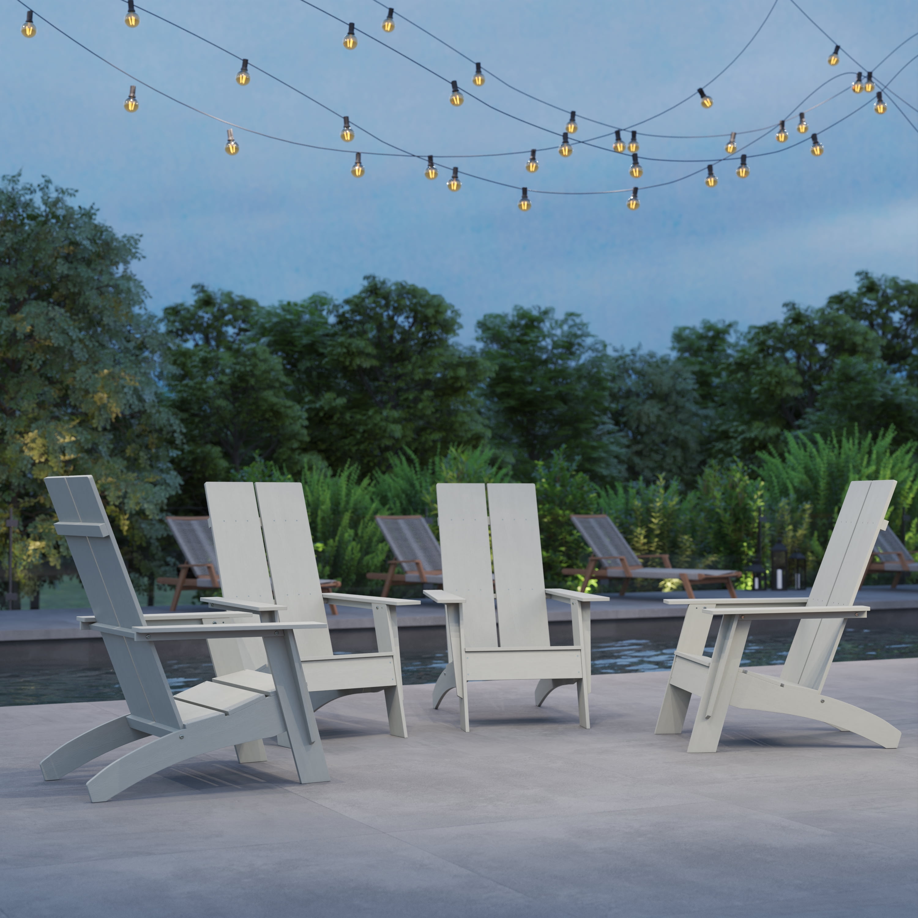 Merrick Lane Set of 4 Modern All-Weather Poly Resin Wood Adirondack ...