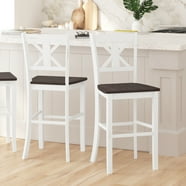 Merrick Lane Set of Two Classic Wooden Ladderback Bar Height Barstools with Solid Wood Seats in ...