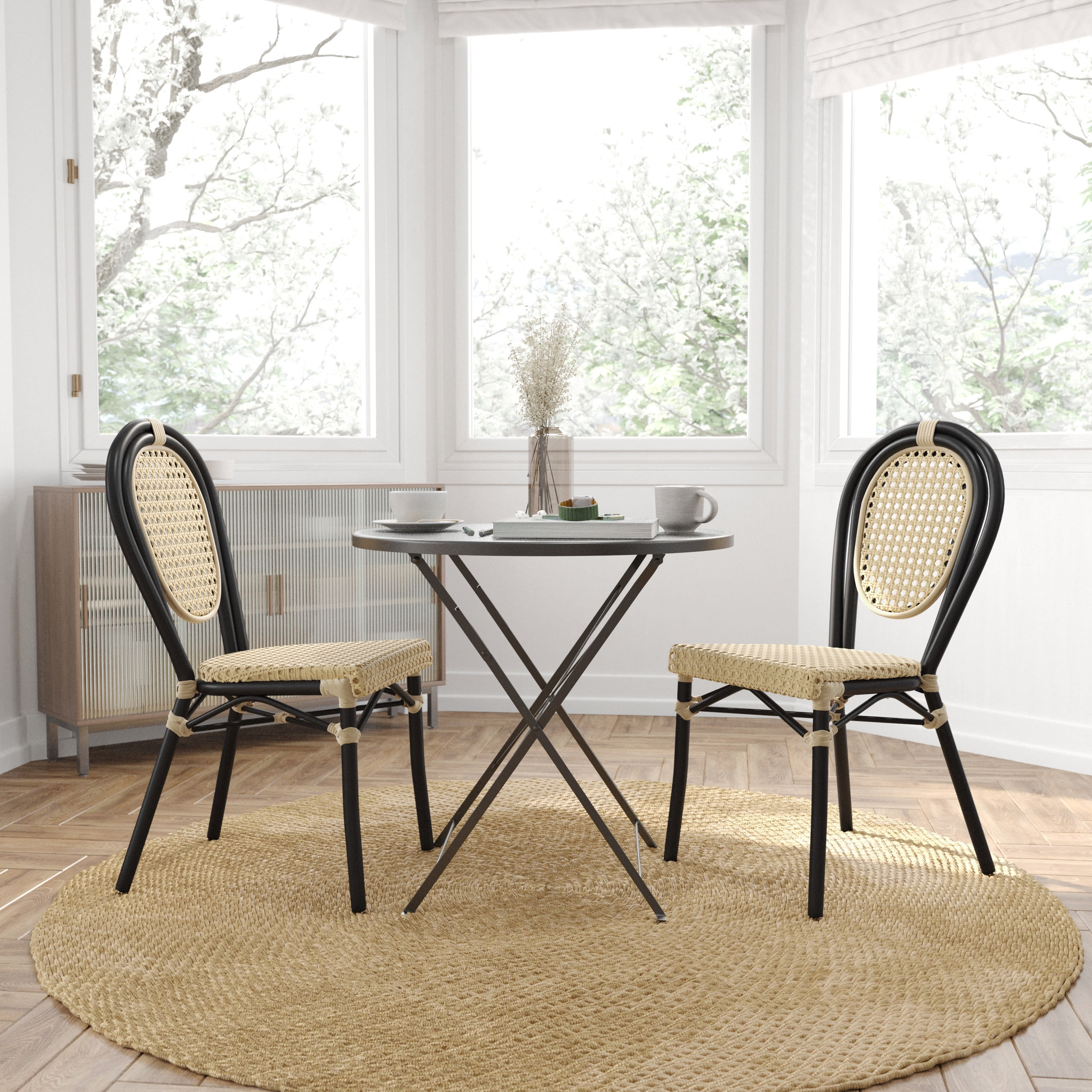 Merrick Lane Set of Two Stacking Thonet French Bistro Style Chair ...