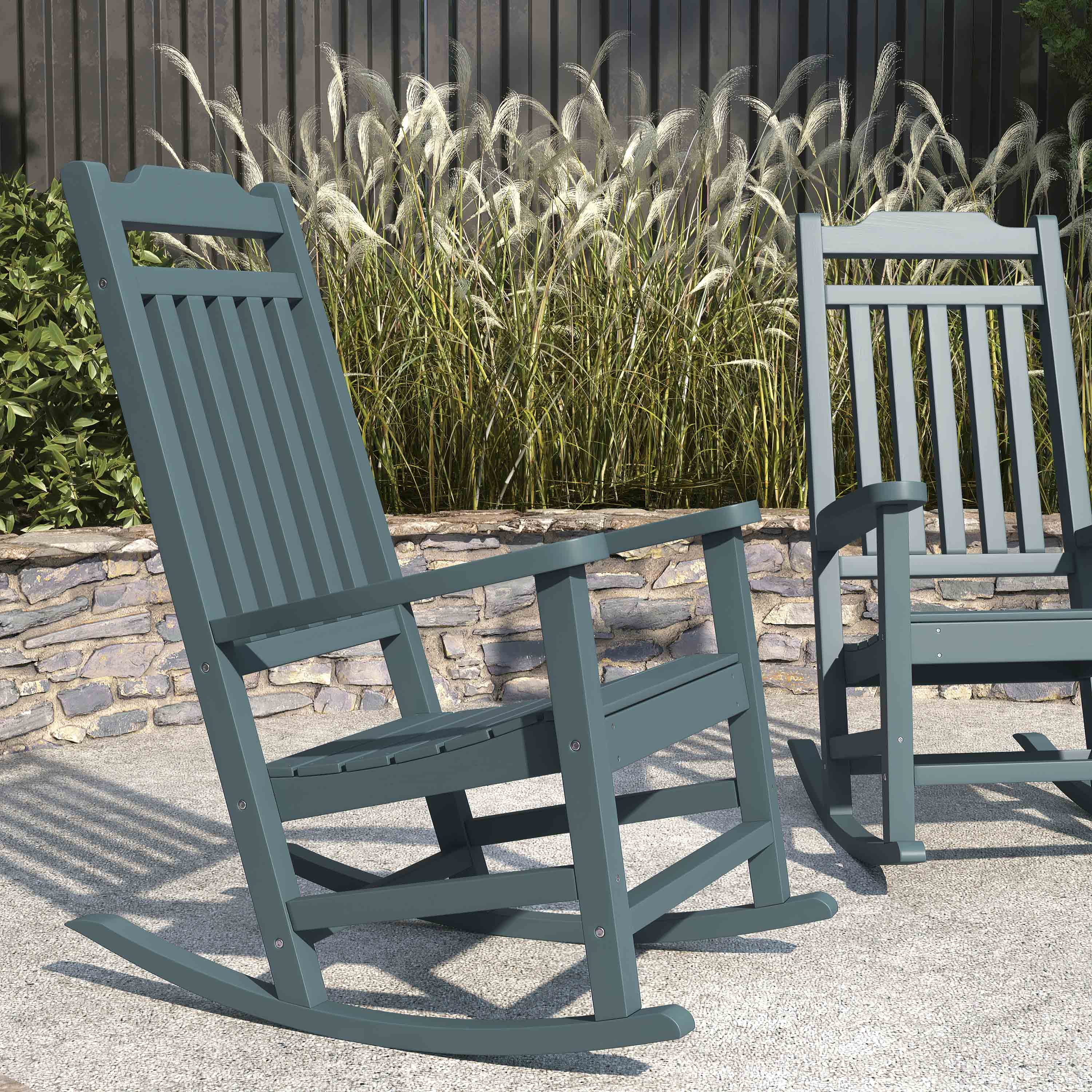 Merrick Lane Solid Print Polystyrene Indoor and Outdoor Rocking Chair ...