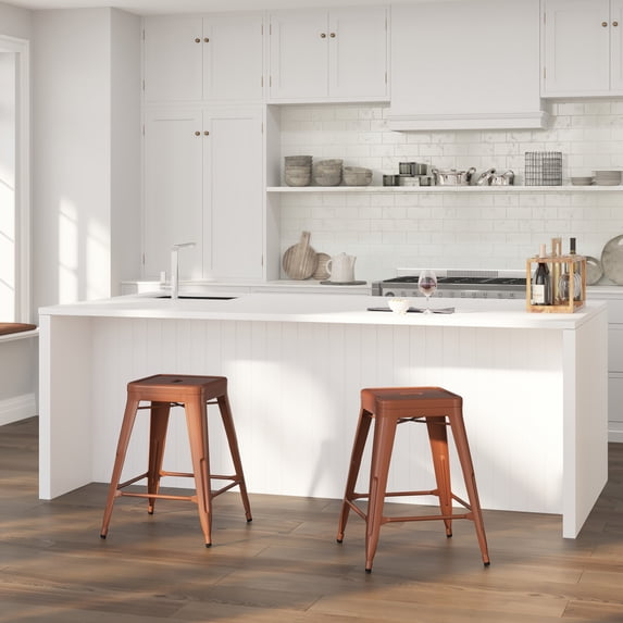 Merrick Lane Square Seat Backless Bar Stool, Copper - Walmart.com