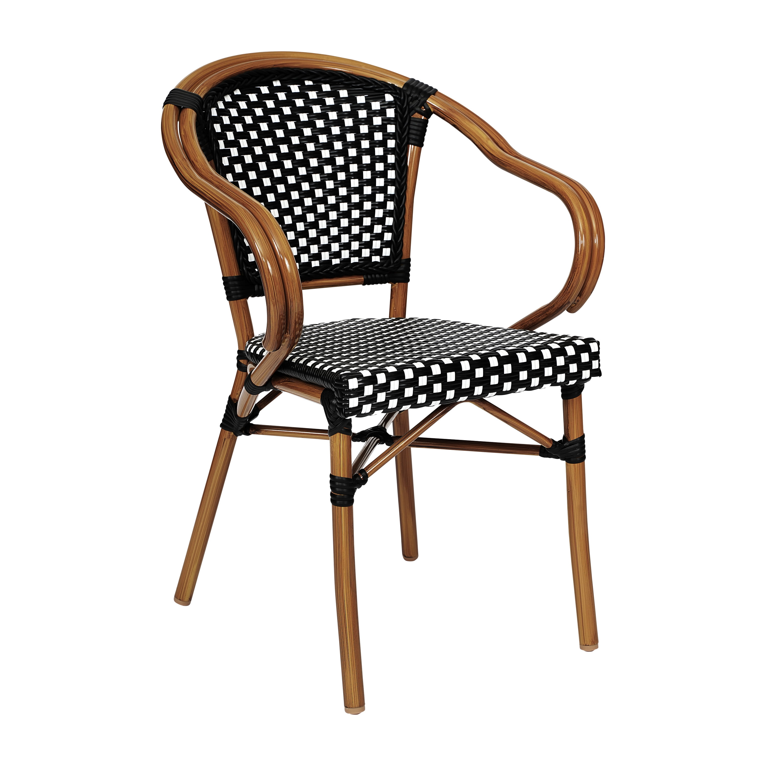 Merrick Lane Stacking Thonet French Bistro Style Chair with Arms, Black ...
