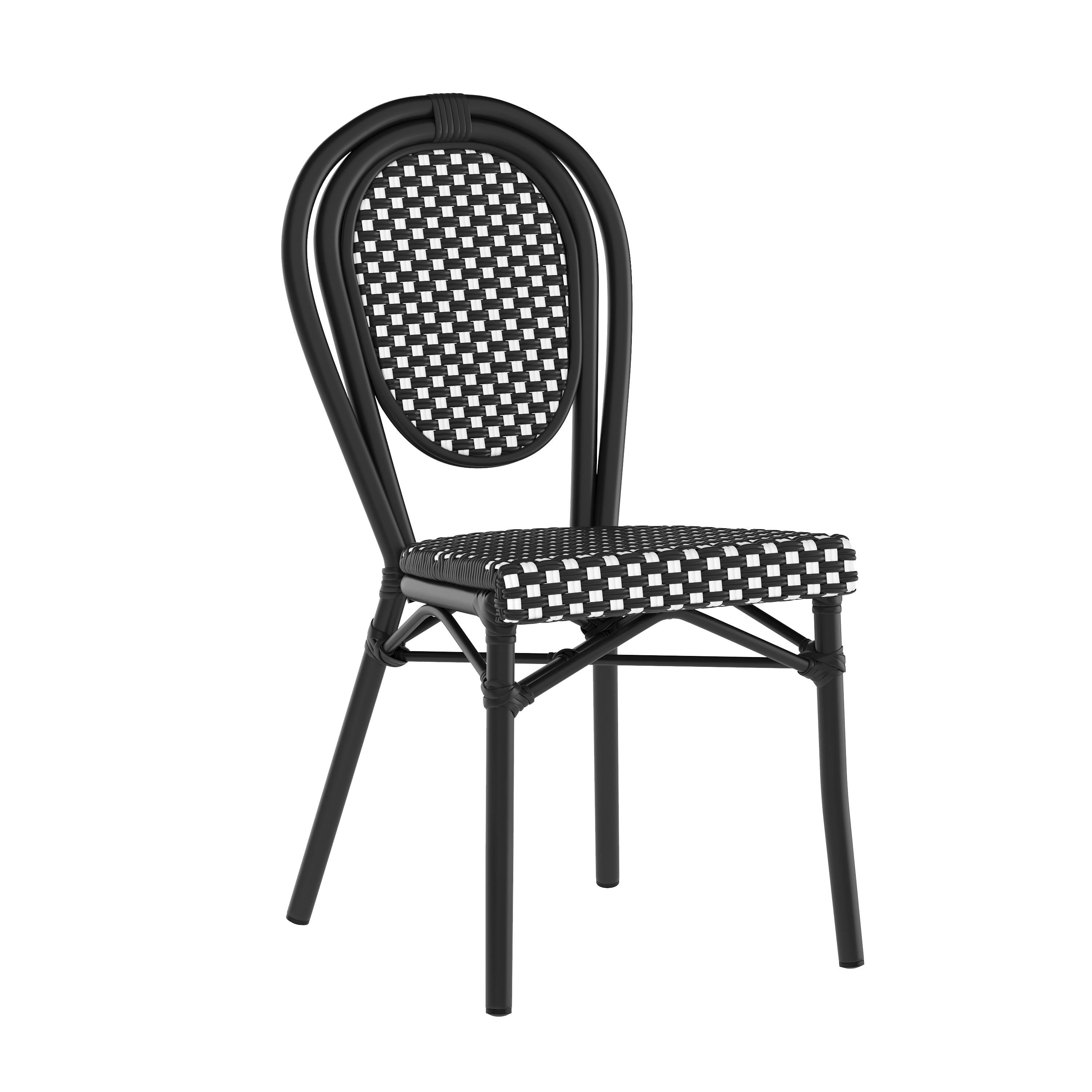 Merrick Lane Stacking Thonet French Bistro Style Chair, Black & White ...