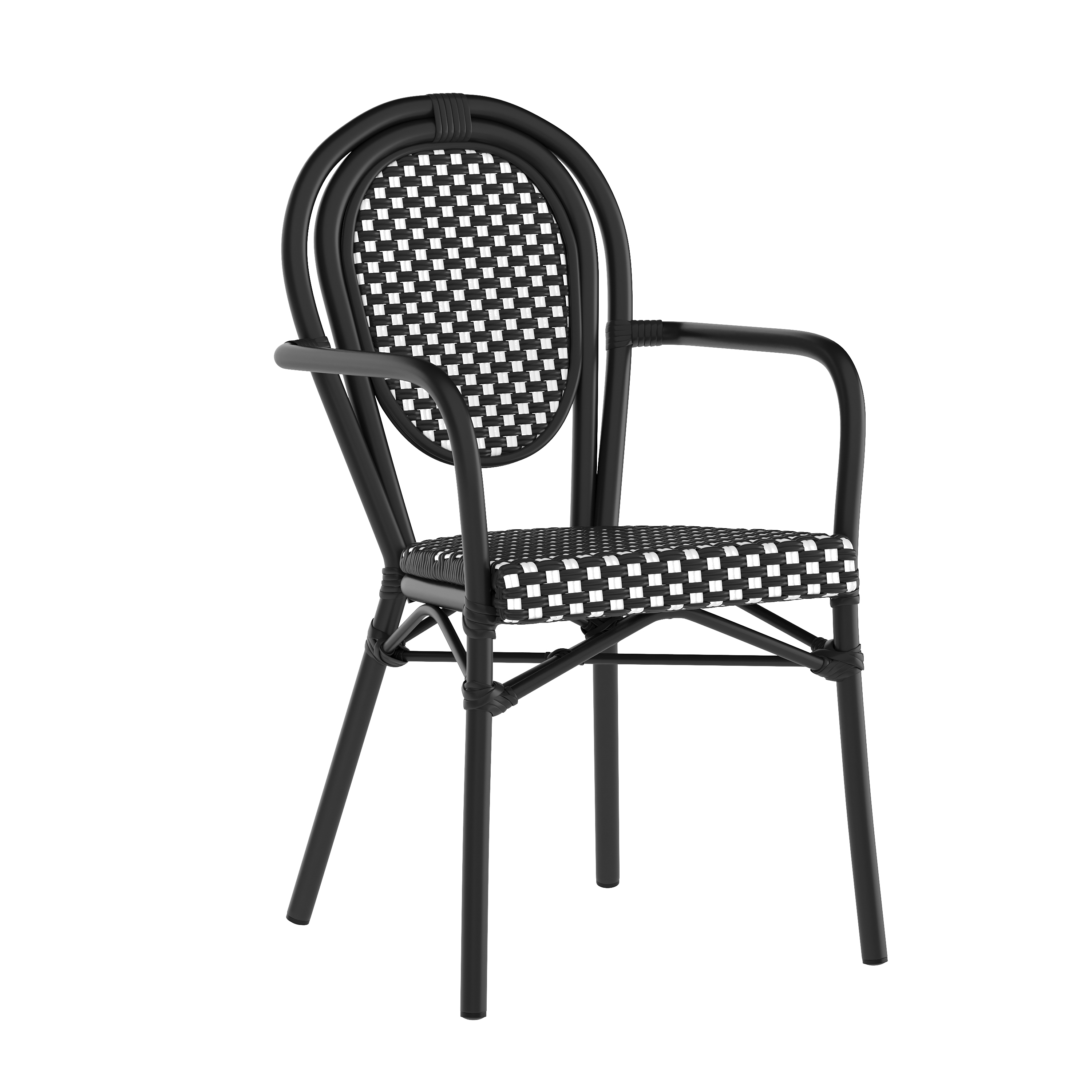 Merrick Lane Stacking Thonet French Bistro Style Chair with Arms, Black ...