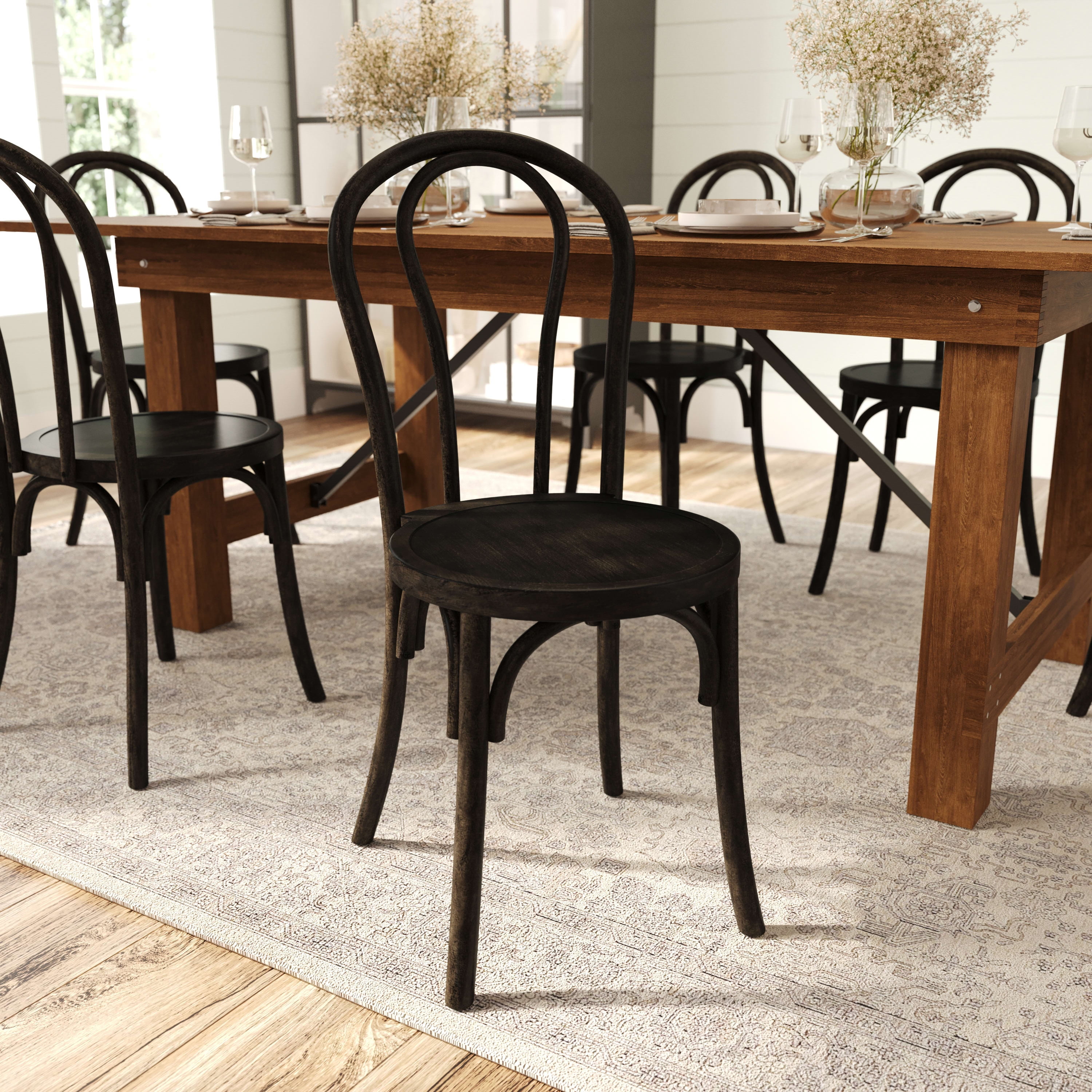 Merrick Lane Thonet Style Solid Wood Dining Chair with Stackable Design ...