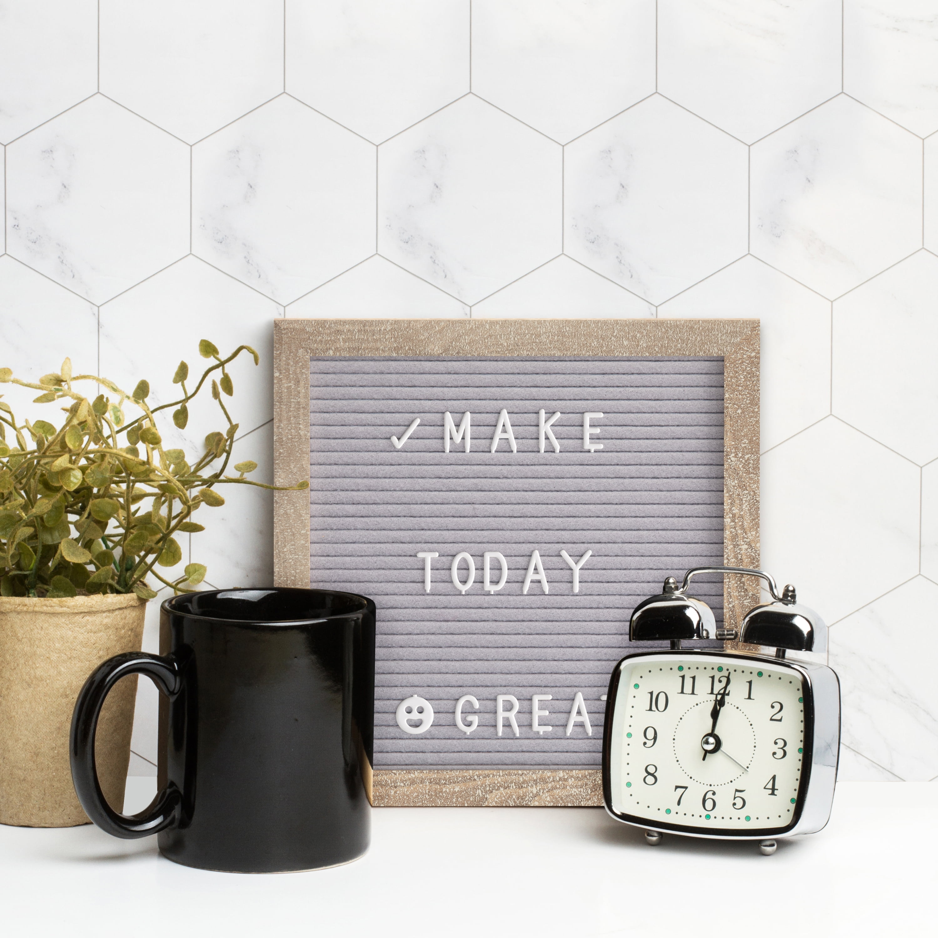 Merrick Lane Weathered Wood 10"x10" Letter Board Set with Gray Felt ...