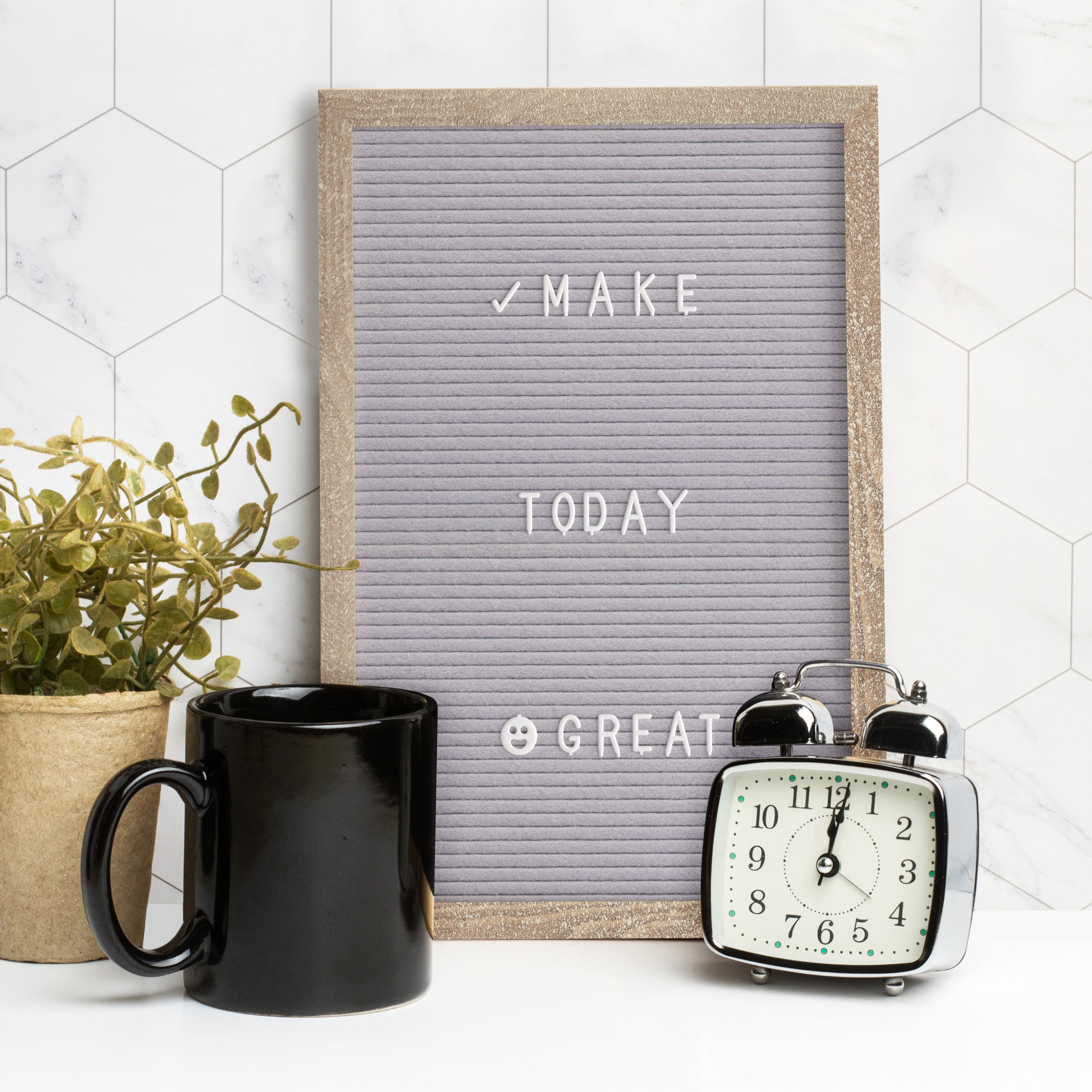Merrick Lane Weathered Wood 12"x17" Letter Board Set with Gray Felt ...