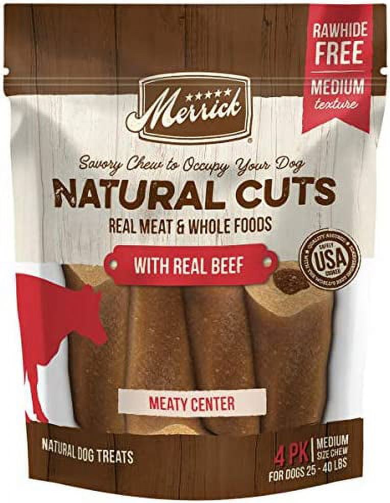 Merrick Natural Cuts Rawhide Free Dog Treats Filled Chew Made with Real ...