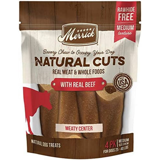 Merrick Natural Cuts Rawhide Free Dog Treats Filled Chew Made with Real ...