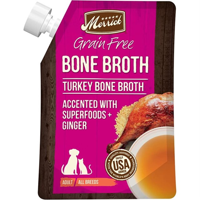 Merrick Turkey Bone Broth Meal Topper with Superfoods | 7 16 oz pouches ...