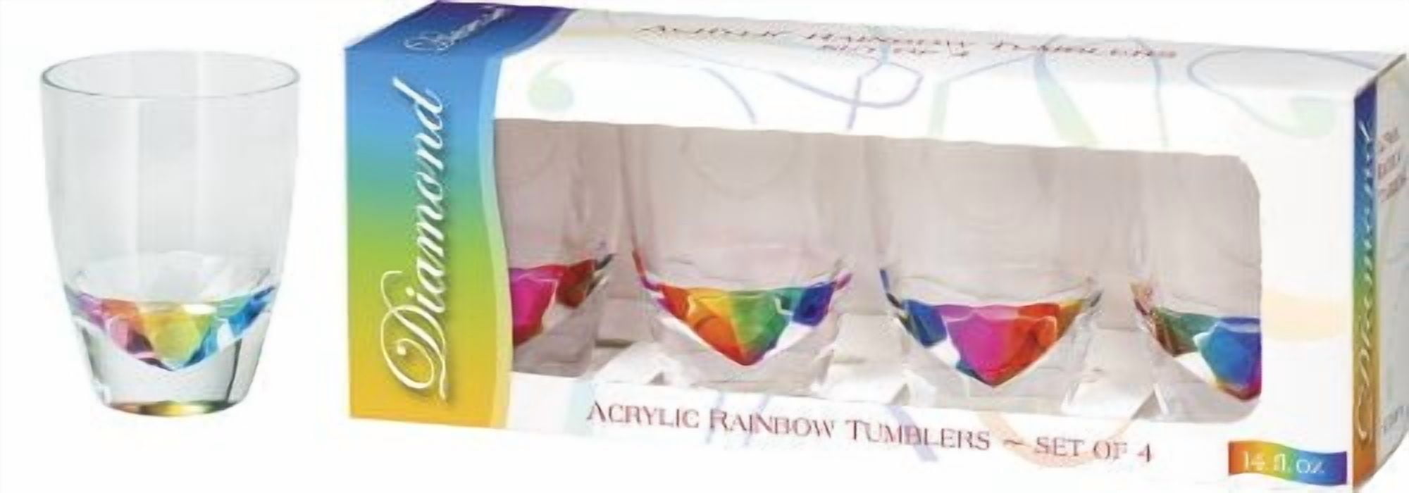 Merritt International Acrylic Drinkware Gift Sets Rainbow Diamond ...