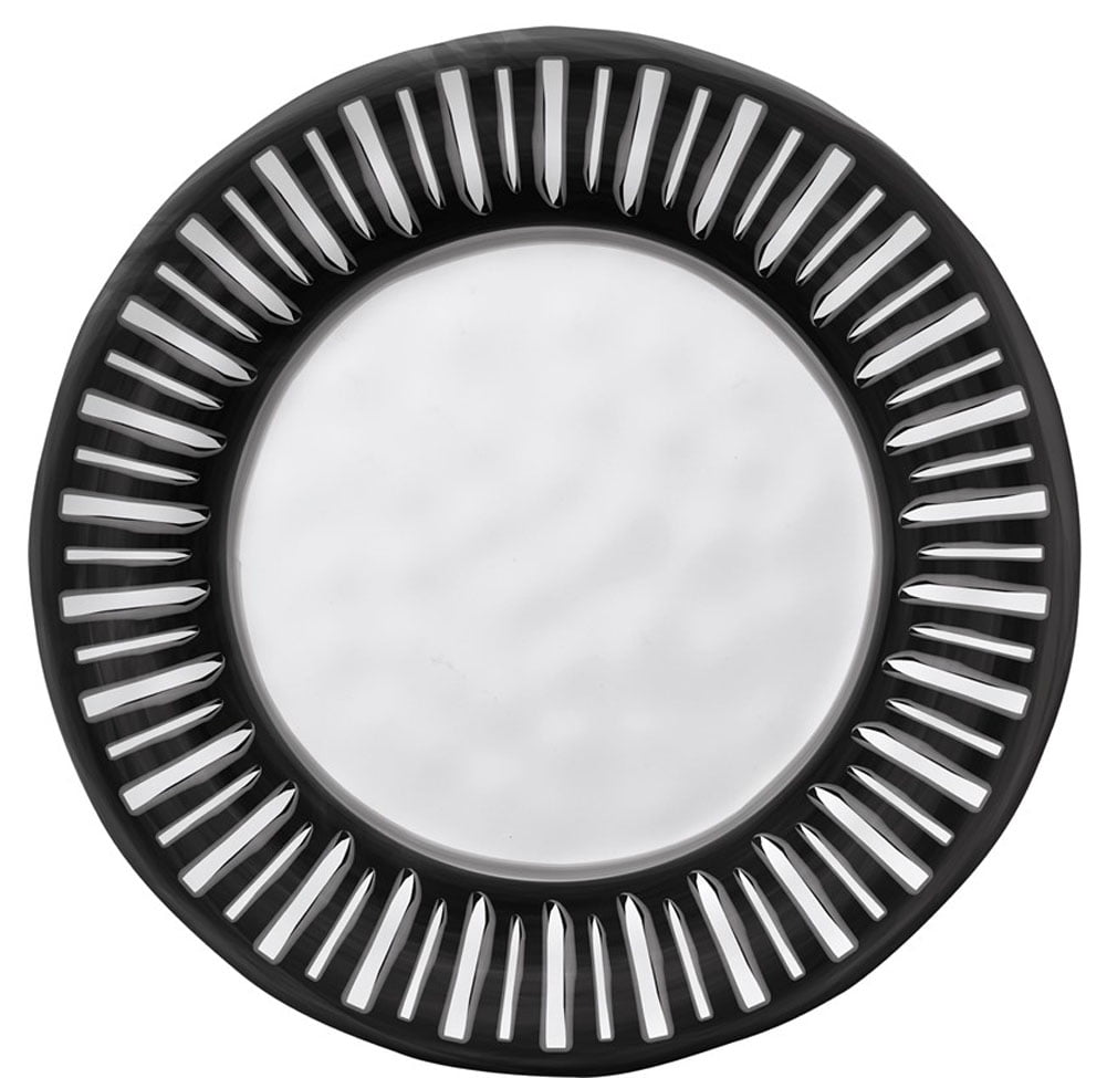 Merritt - Melamine Round Salad Plate - Black & White - Dark Rim - 8 ...