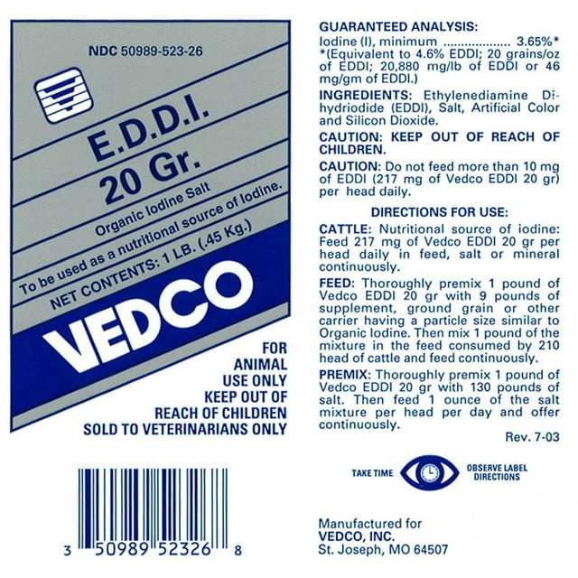 Merritt Veterinary Supplies, Inc. Organic Iodine Salt for Cattle, 20 ...