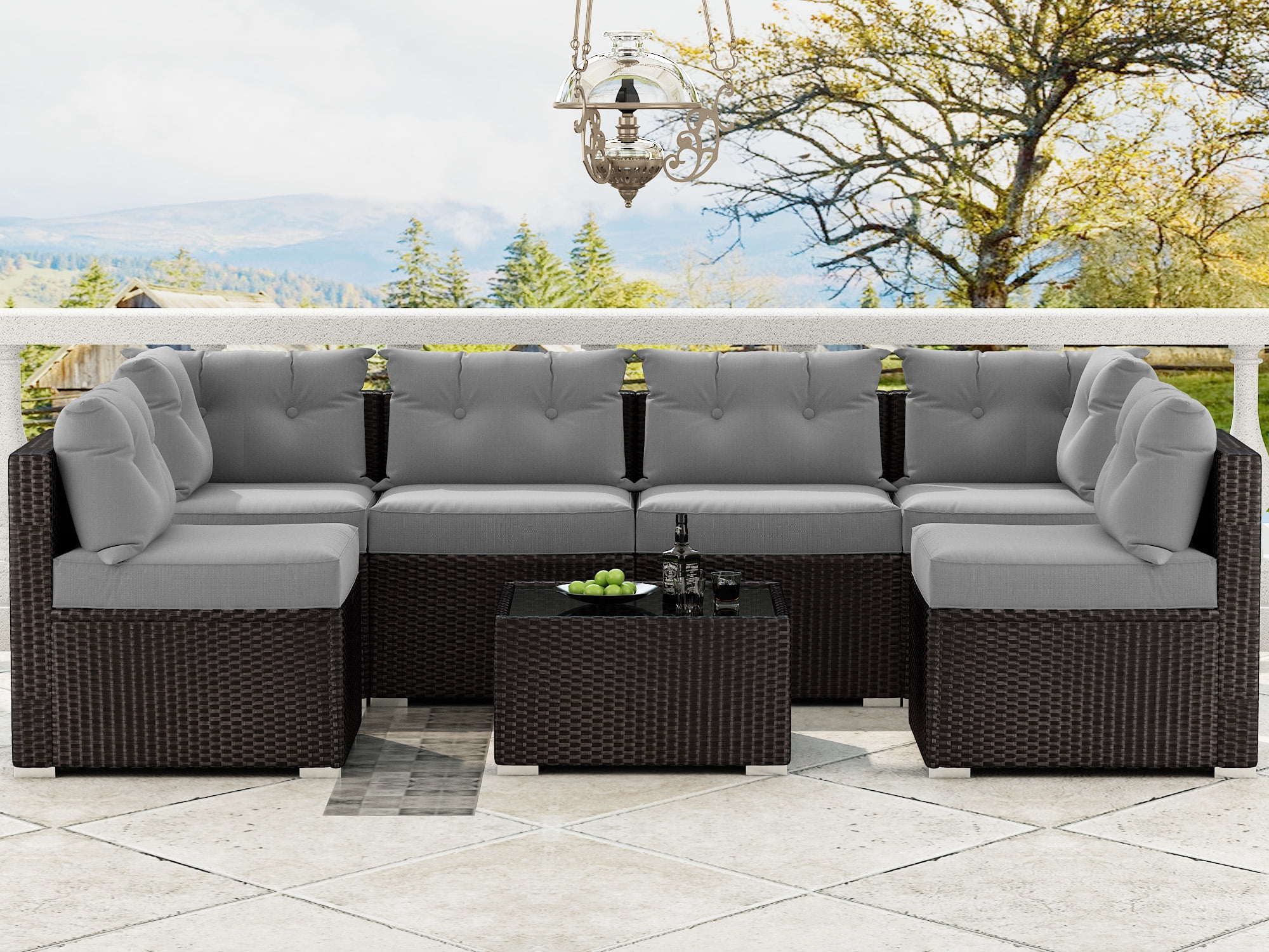 Merrland 7 Pieces Patio Sofa Set Outdoor Furniture Sectional All ...