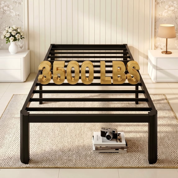 Merrland Twin Bed Frame, 14" Metal Platform Bed Frame with Fan-Shaped ...