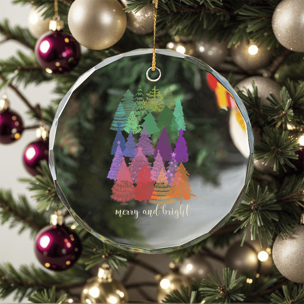Merry And Bright Tree Rainbow Ornament, Hanging Decor #1245, Crystal ...