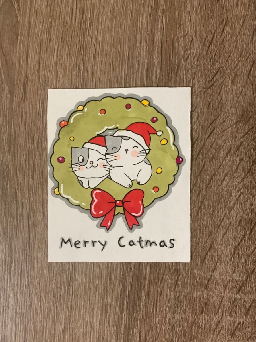 Merry Catmas Holiday Card – Adorable Cats in Santa Hats – Perfect for ...